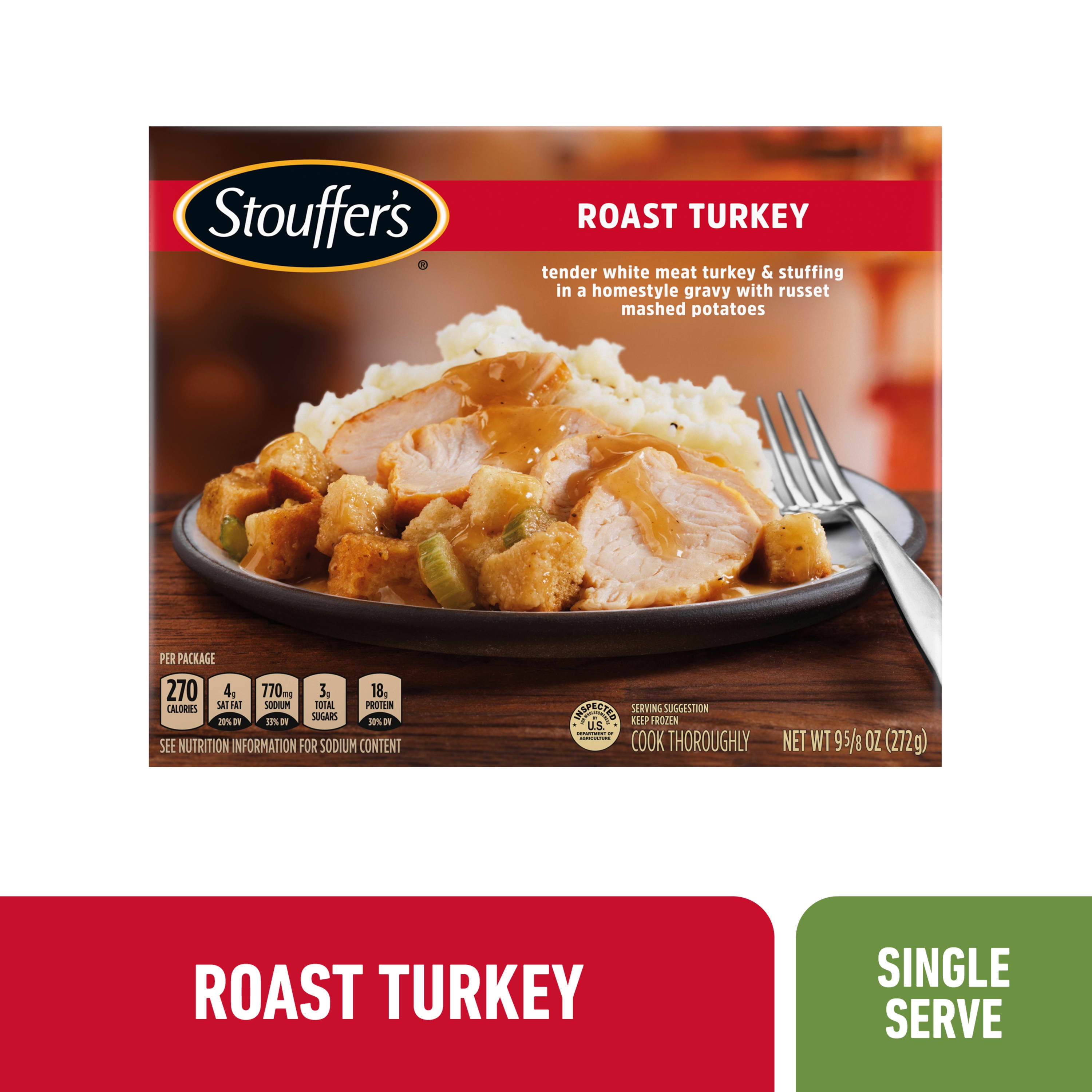 Stouffer's Roast Tender White Turkey Frozen Meal, 9.625 oz (Frozen ...