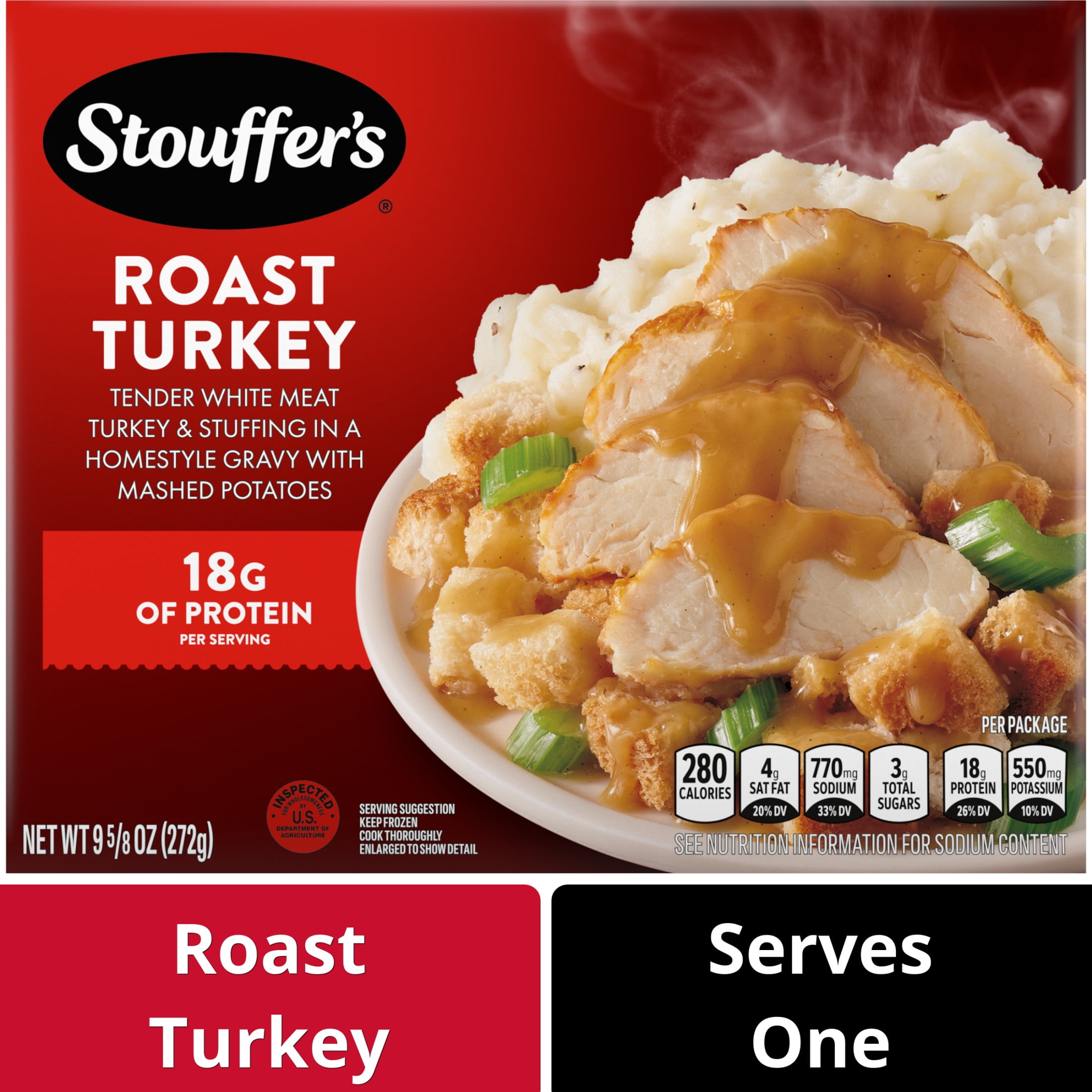 Stouffer's Roast Tender White Turkey Frozen Meal, 9.625 oz (Frozen ...