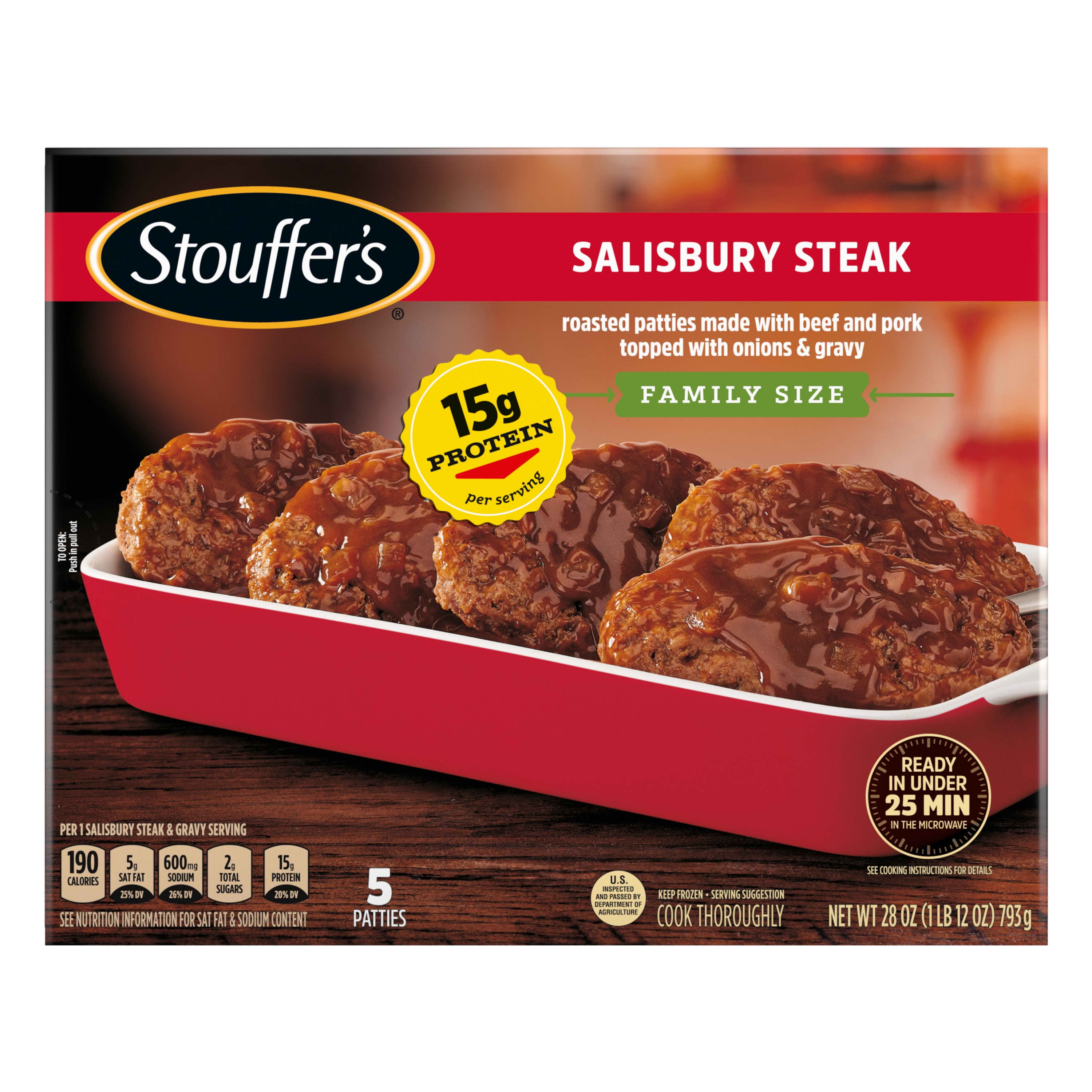 Stouffer's Salisbury Steak Family Size Frozen Meal, 28 oz (Frozen ...