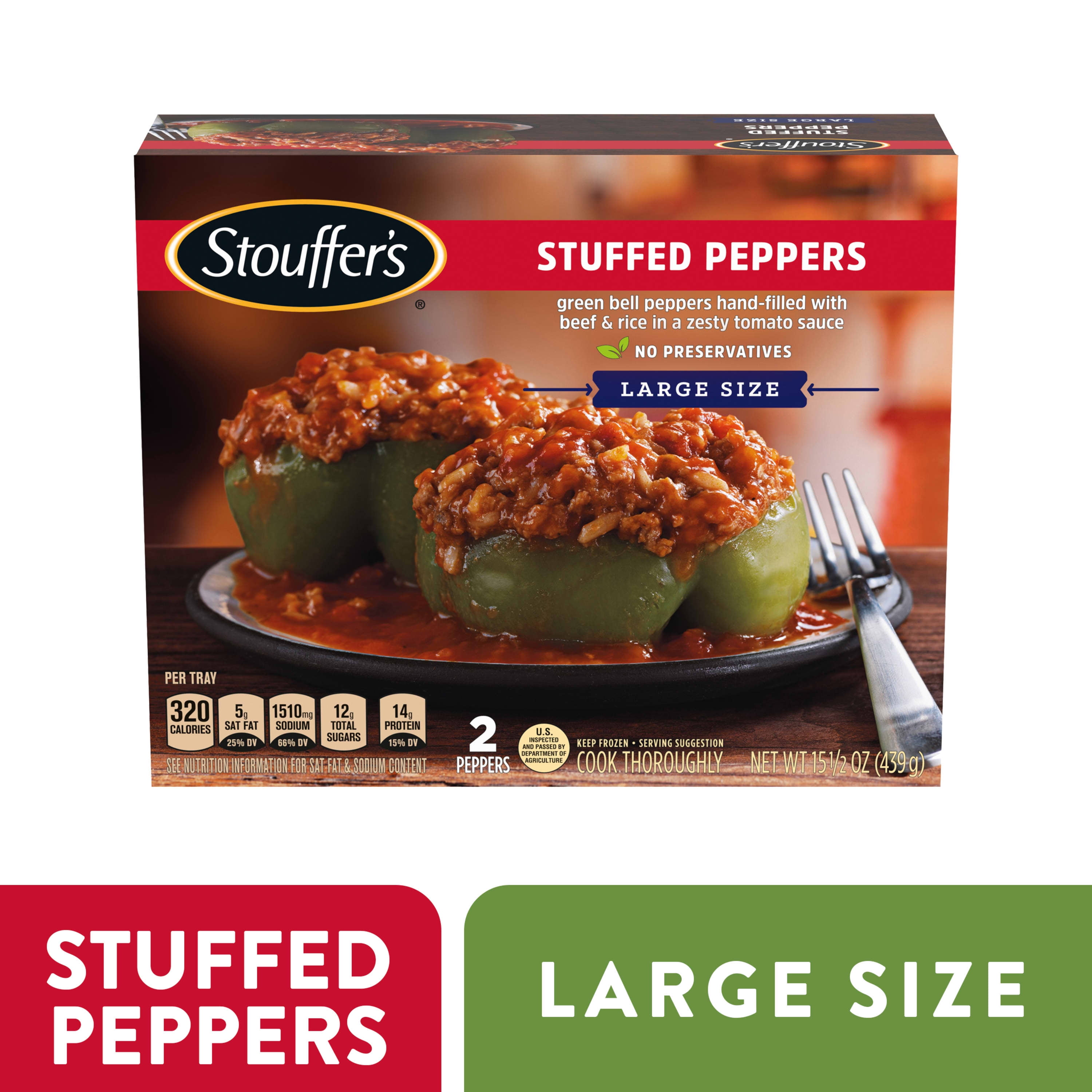 Stouffer's Frozen Dinners, Stuffed Green Bell Peppers Meal with Zesty ...