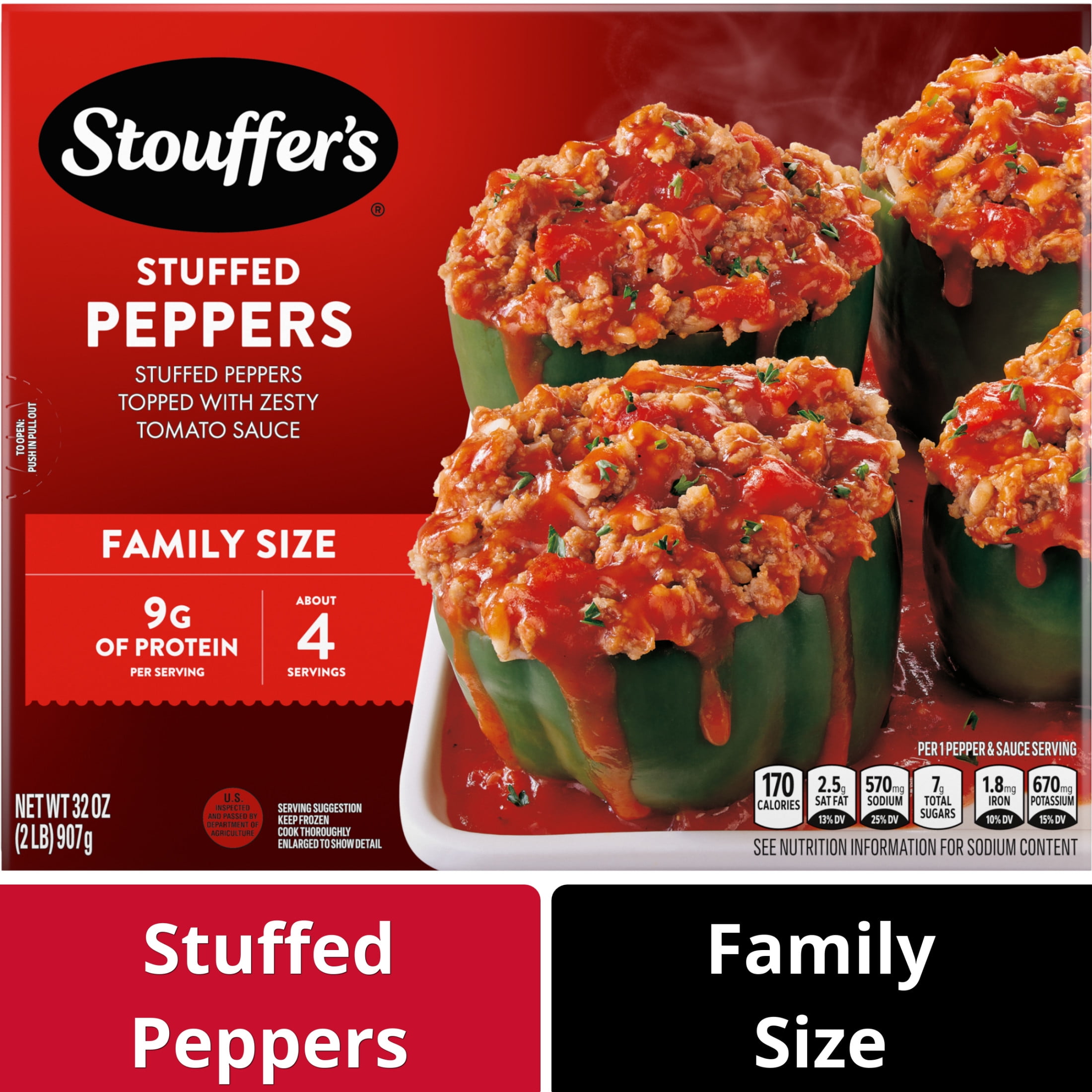 Stouffer's Stuffed Peppers Family Size Frozen Meal, 32 oz (Frozen ...