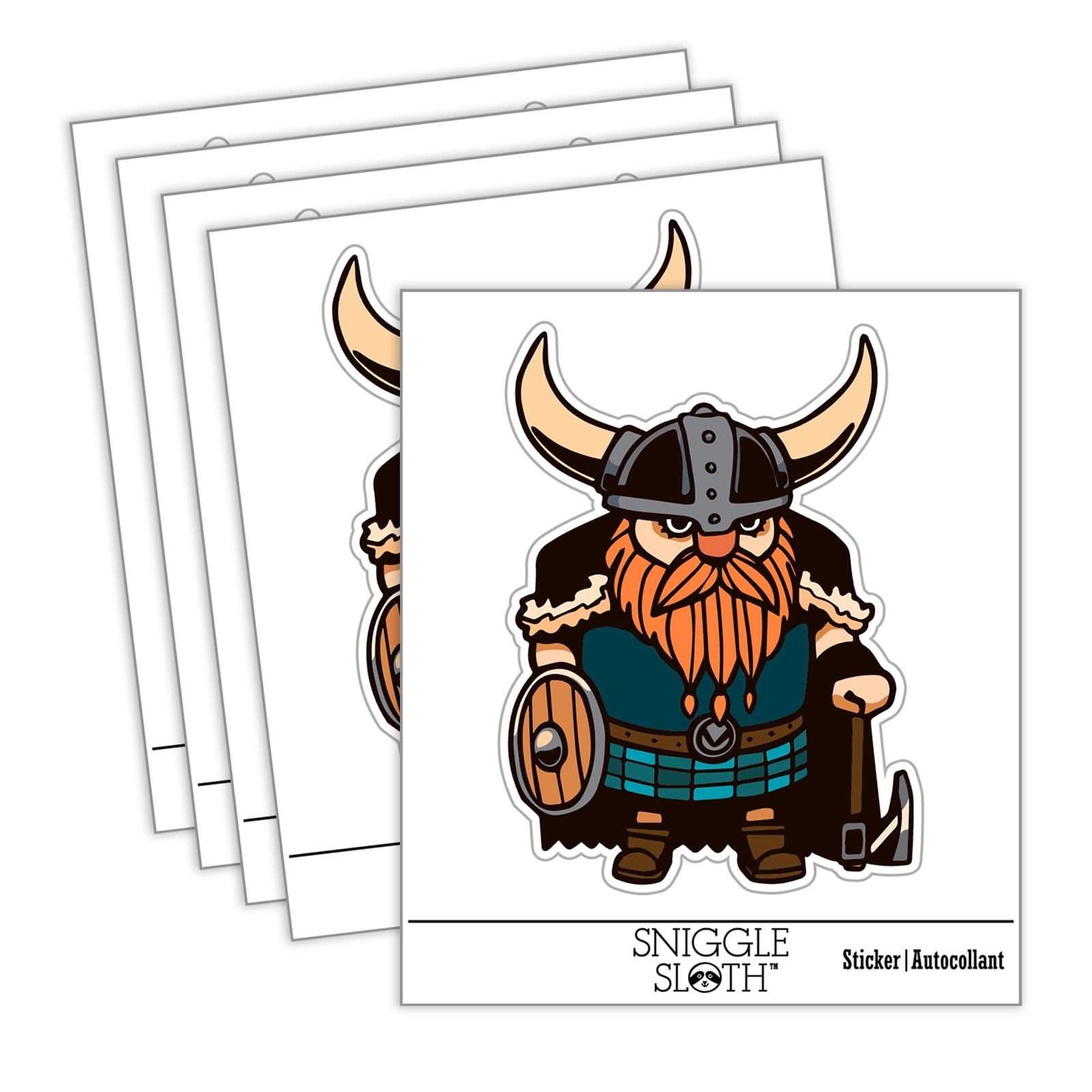 Stout Bearded Viking with Horned Helmet Car Window Bumper Water Bottle ...