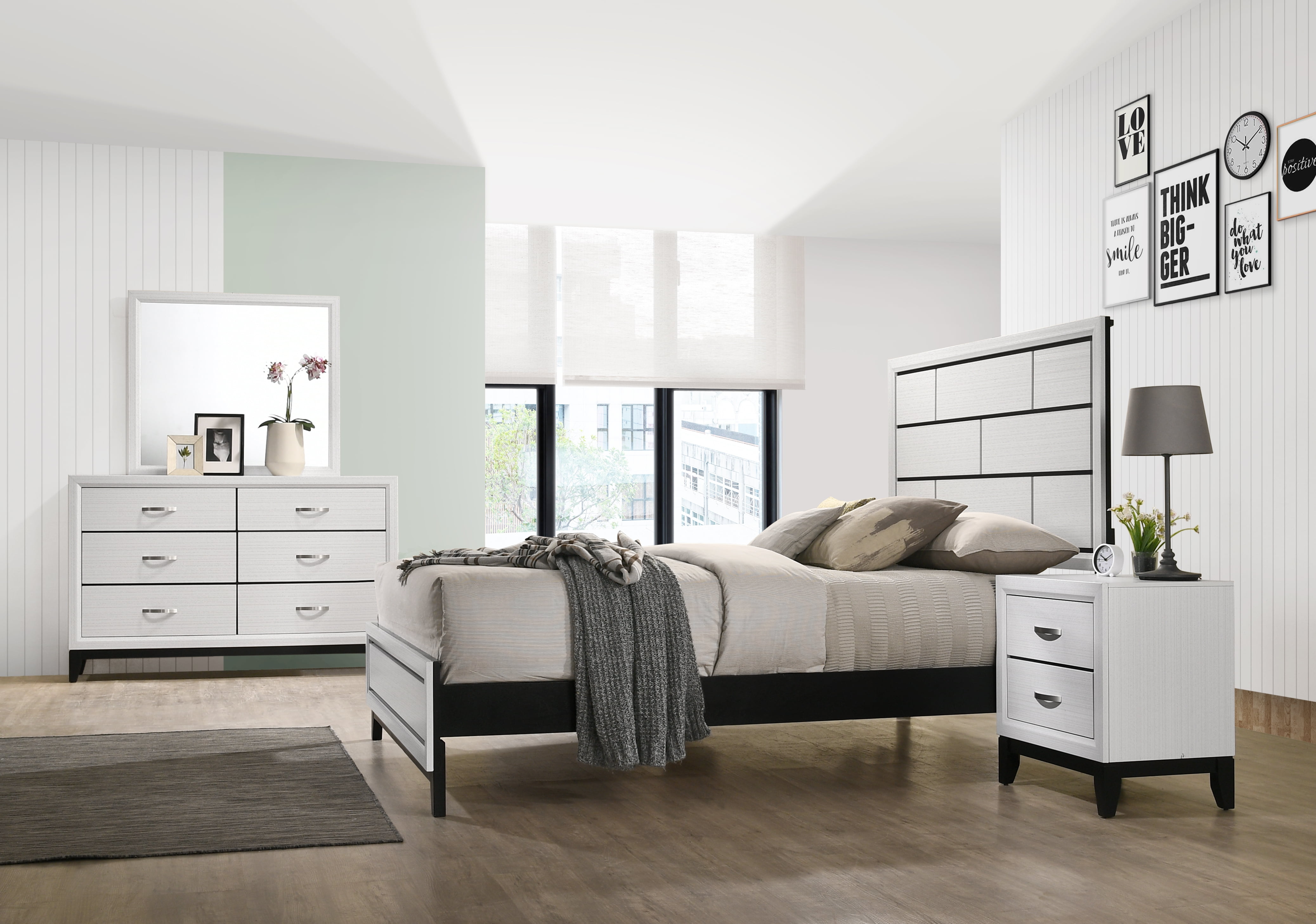 Stout Contemporary Panel Bedroom Set in White Finish with King Bed ...