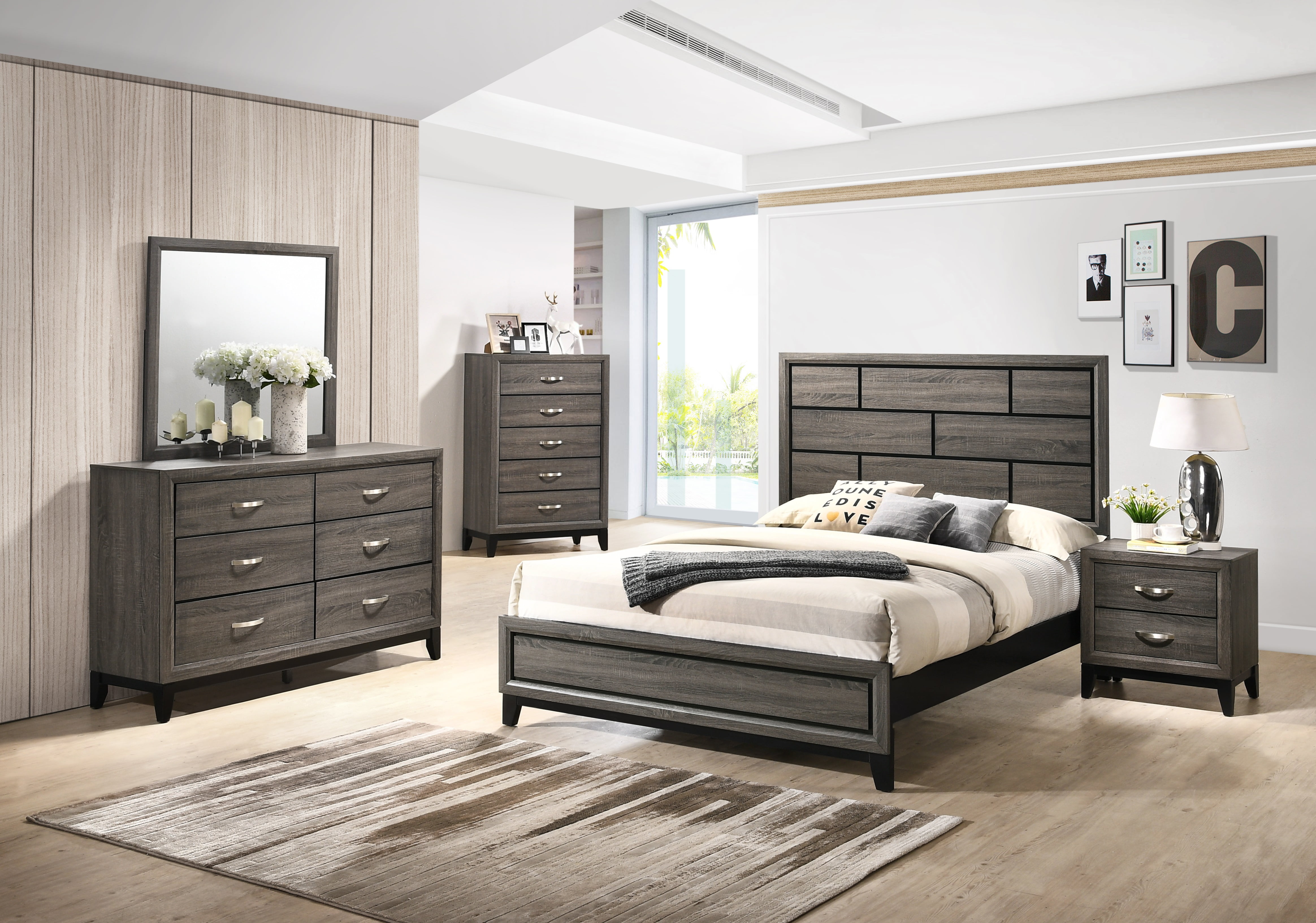 Stout Panel Bedroom Set with Bed, Dresser, Mirror, Nightstand, Chest ...