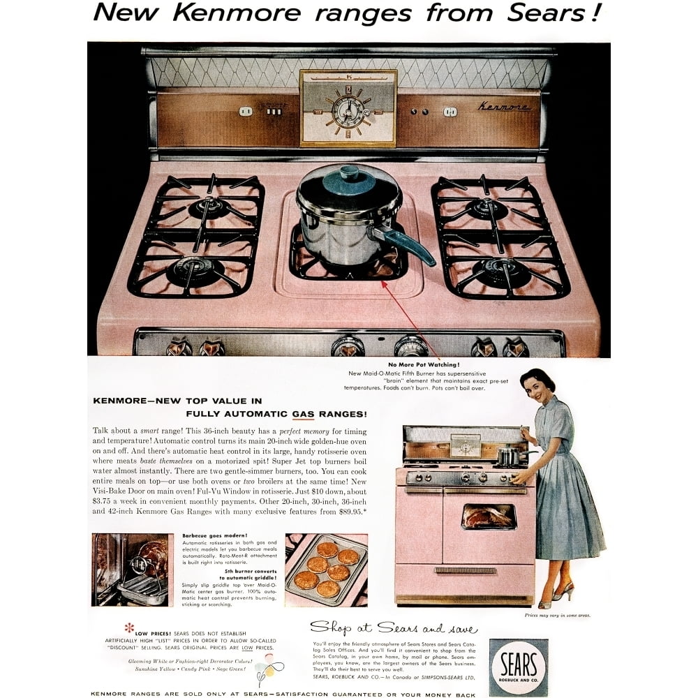Stove Advertisement 1957. N'New Kenmore Ranges From Sears ...