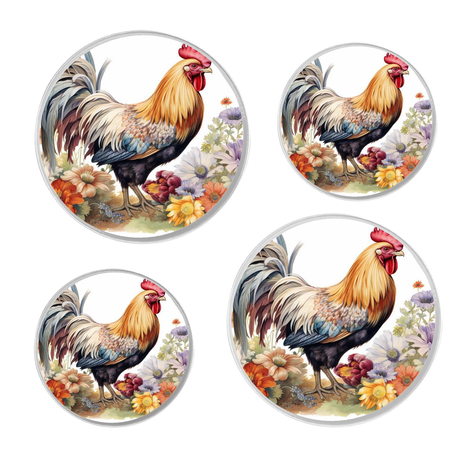 Stove Burner Covers 4 Pcs for ,Chicken Rooster art, Round Gas Stove ...