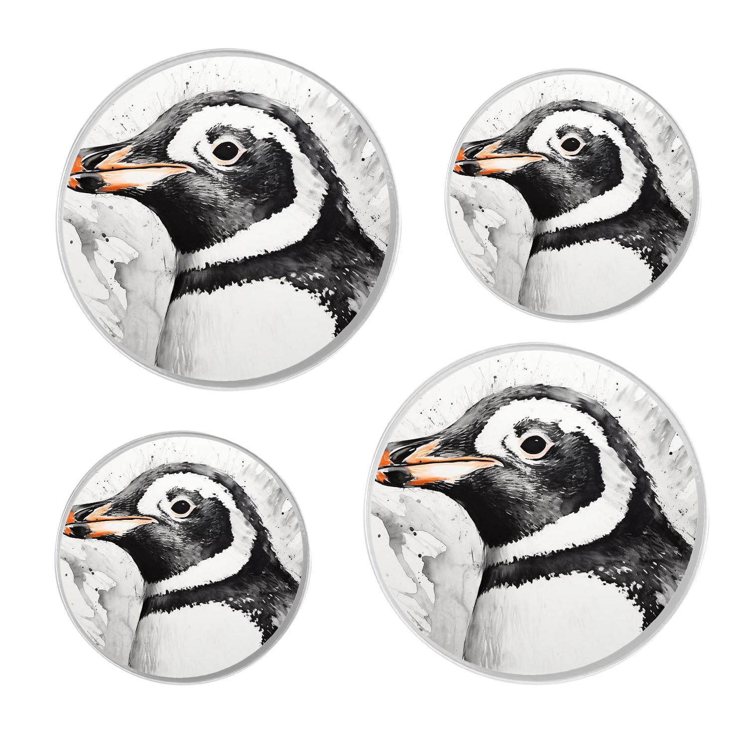Stove Burner Covers 4 Pcs for ,Penguin Black design, Round Gas Stove ...