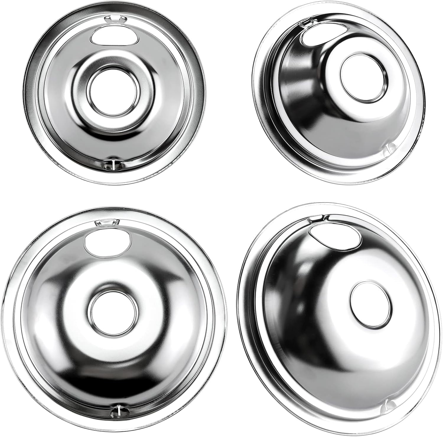 Stove Burner Drip Pans,WB31T10011 & WB31T10010 Chrome Drip Set for GE ...