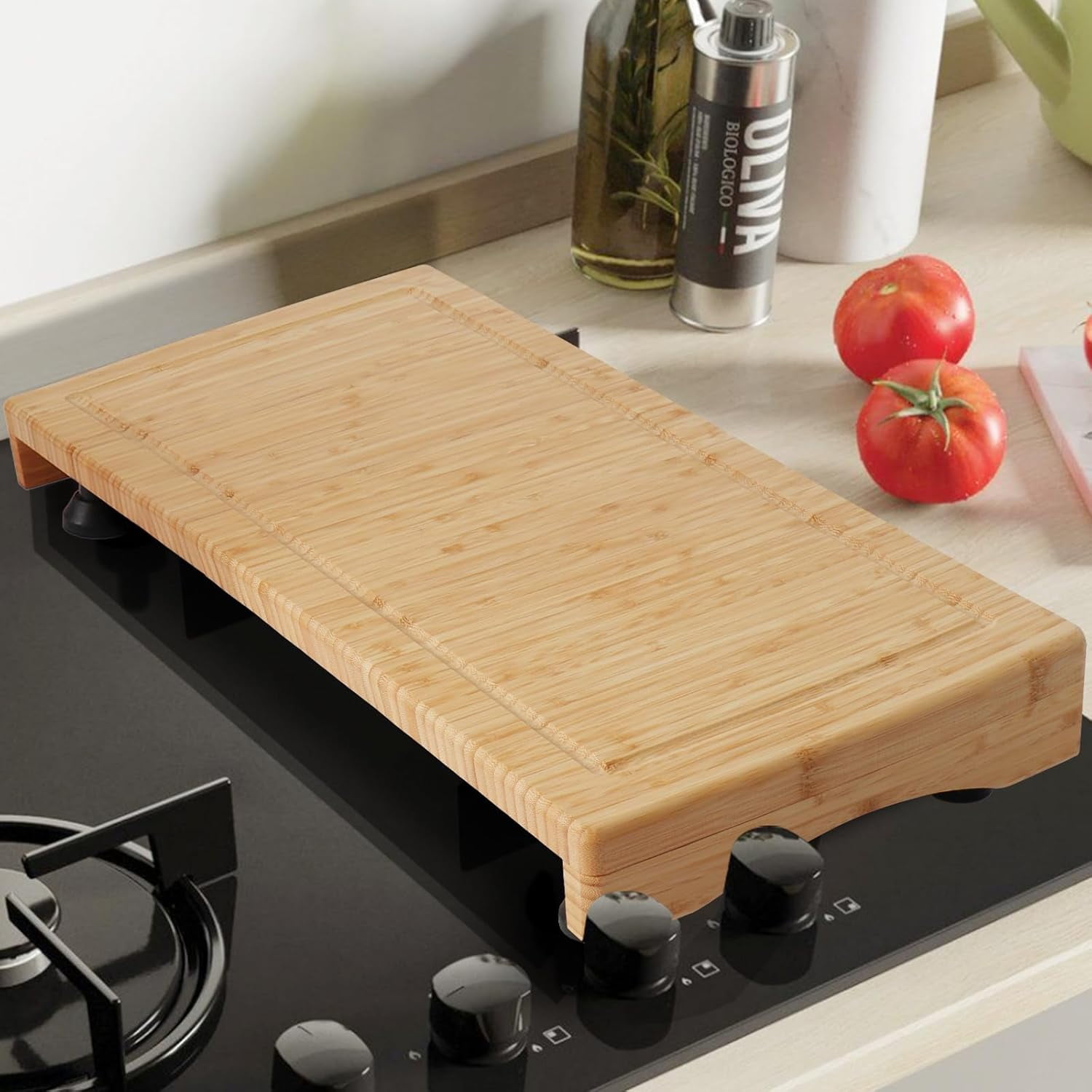 Stove Cover Board for Gas Stovetop - Raised Cutting Board with Legs and ...