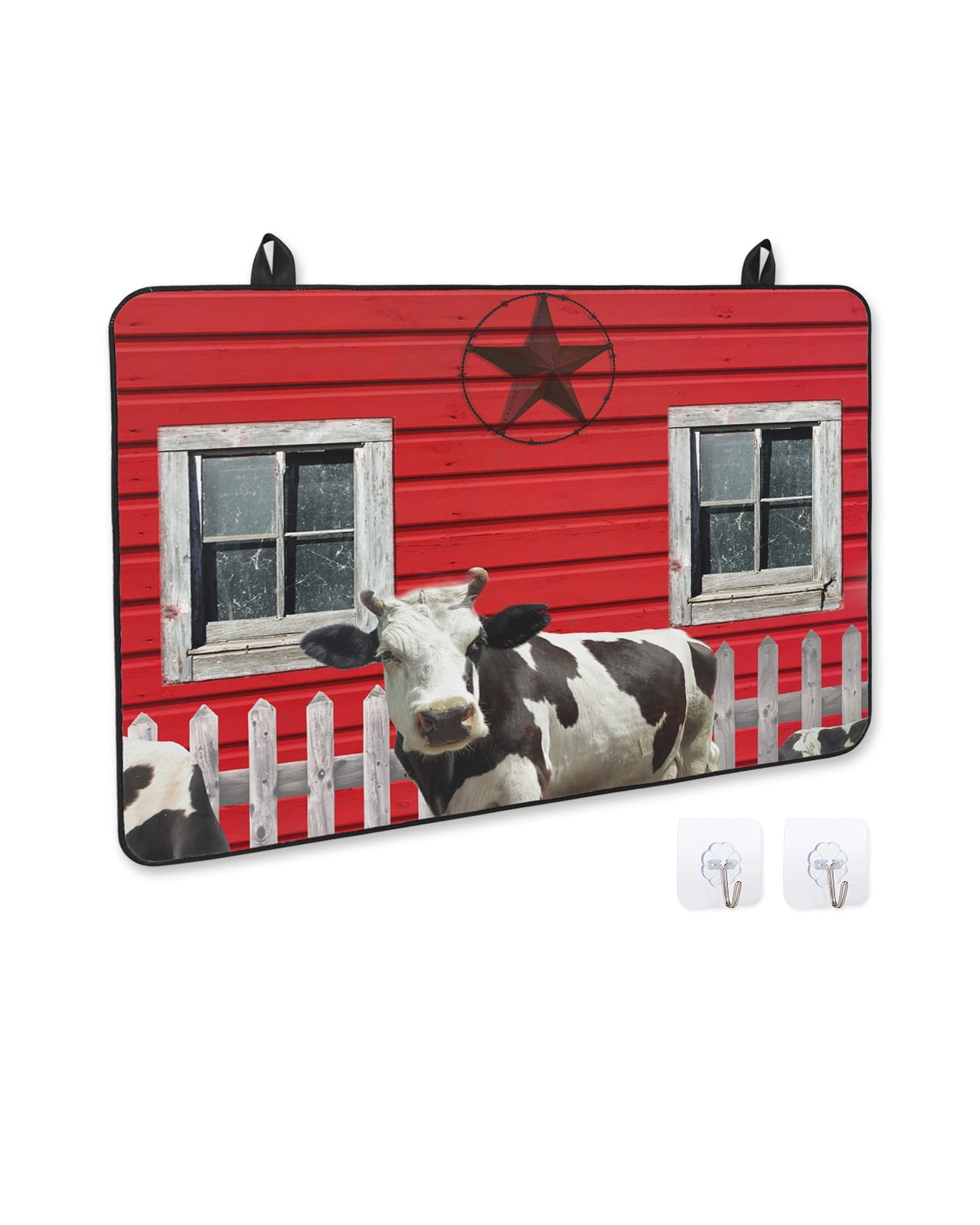 Stove Cover for Electric Stove, Farm Cow Red Barn Star Vintage Red ...