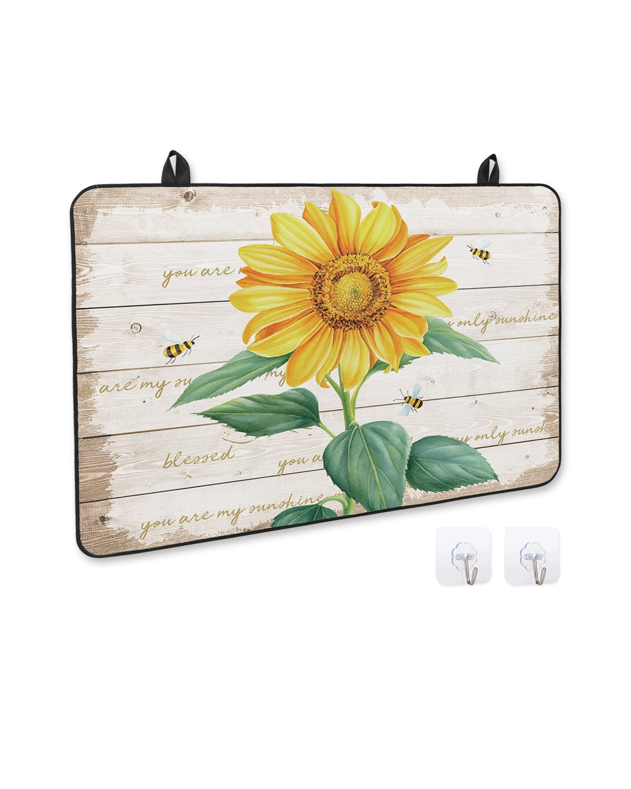 Stove Cover for Electric Stove, Rustic Farm Sunflower Bee Wooden Stove ...