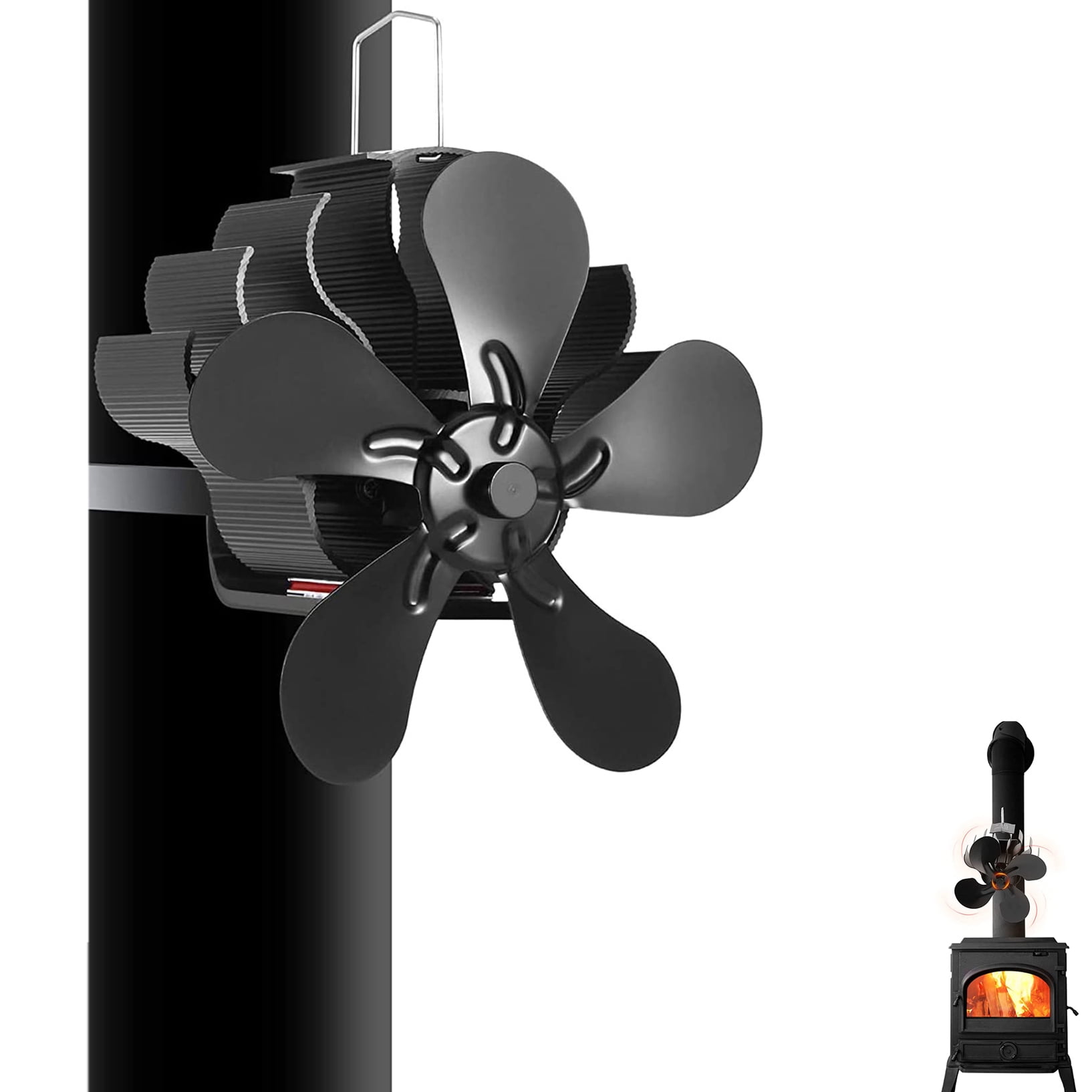 Eco Fan 5-Blade Heat Powered Wood Stove Fan, Silent Indoor Heat ...