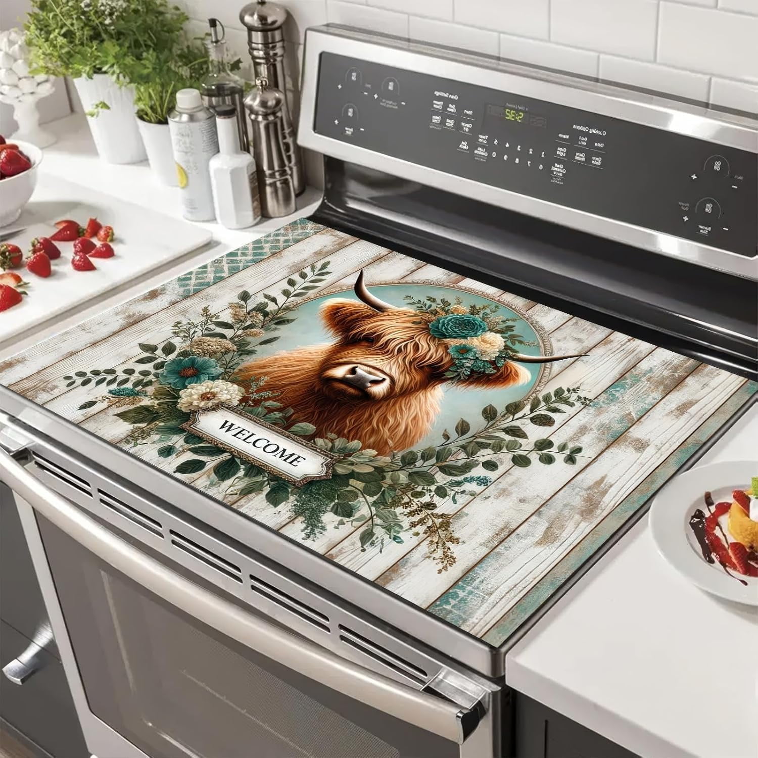 Stove Top Cover for Electric Diatomite Welcome Mat 28x20 Inch Highland ...