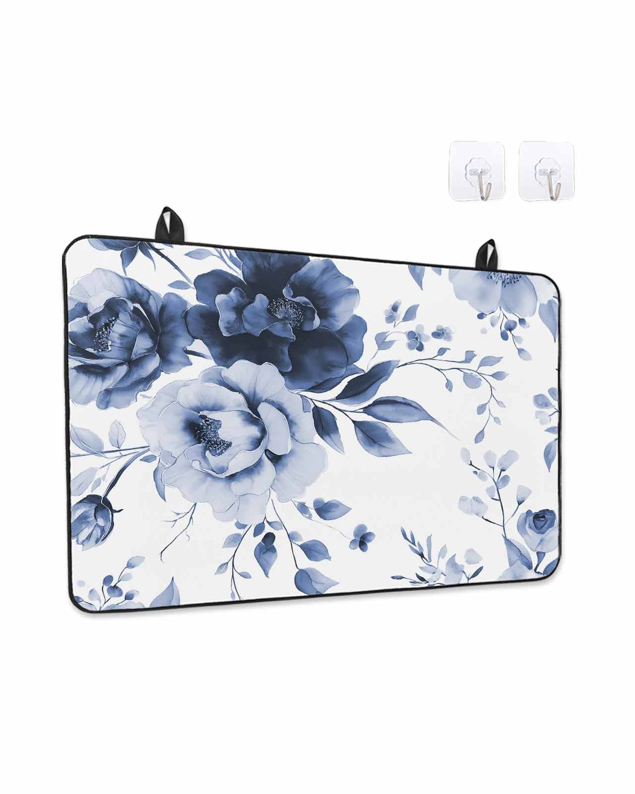 Stove Top Covers for Electric Stove 24x21 Inches, Blue Floral Art Heat ...