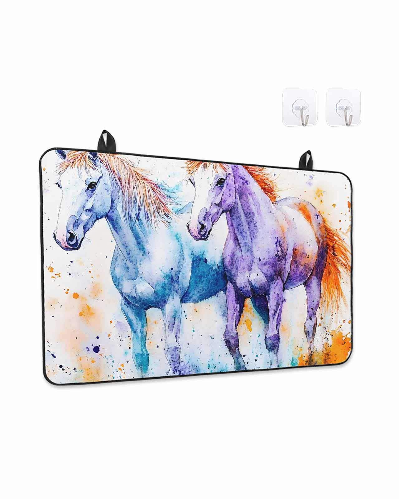 Stove Top Covers for Electric Stove 28.5x20.5 Inches, Blue Purple Horse ...