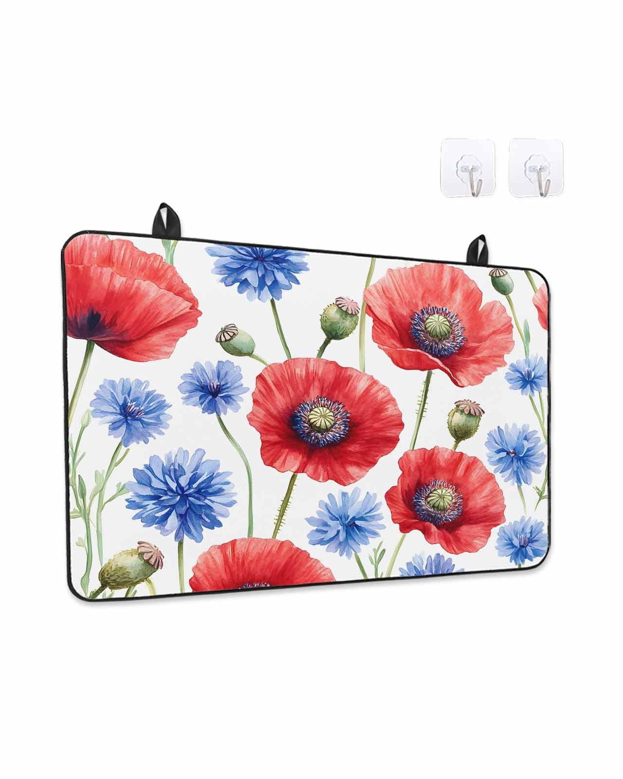 Stove Top Covers for Electric Stove 31x24 Inches, Red Poppy Flower Heat ...