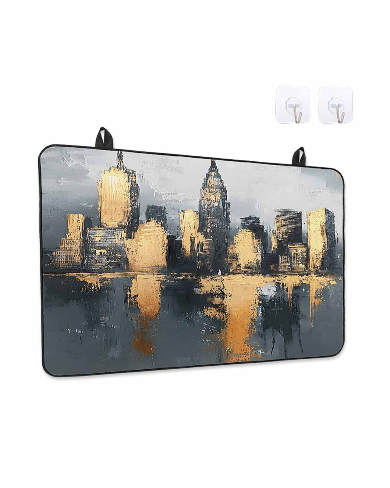 Stove Top Covers for Electric Stove 36x21 Inches, Gold Black Building ...