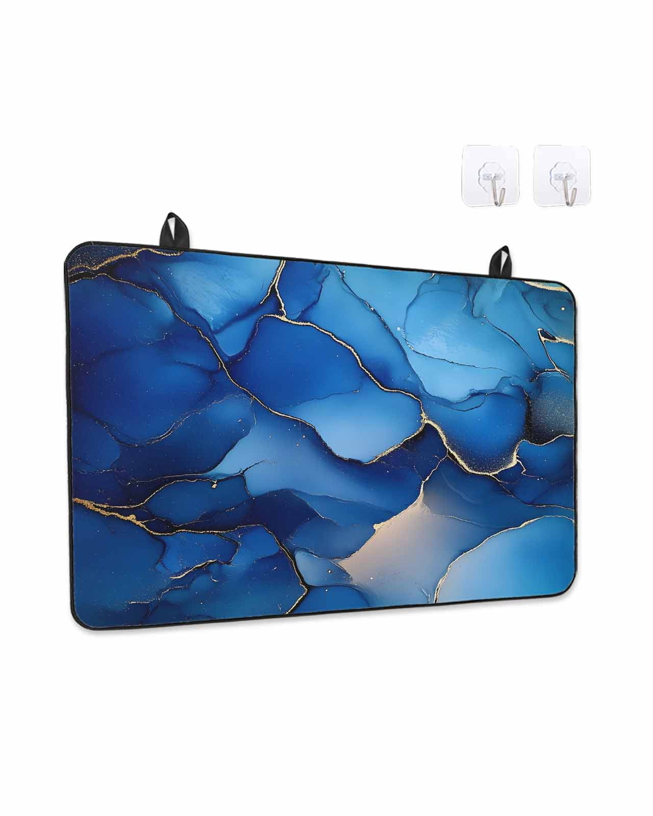 Stove Top Covers for Electric Stove 36x21 Inches, Navy Blue Marble Heat ...