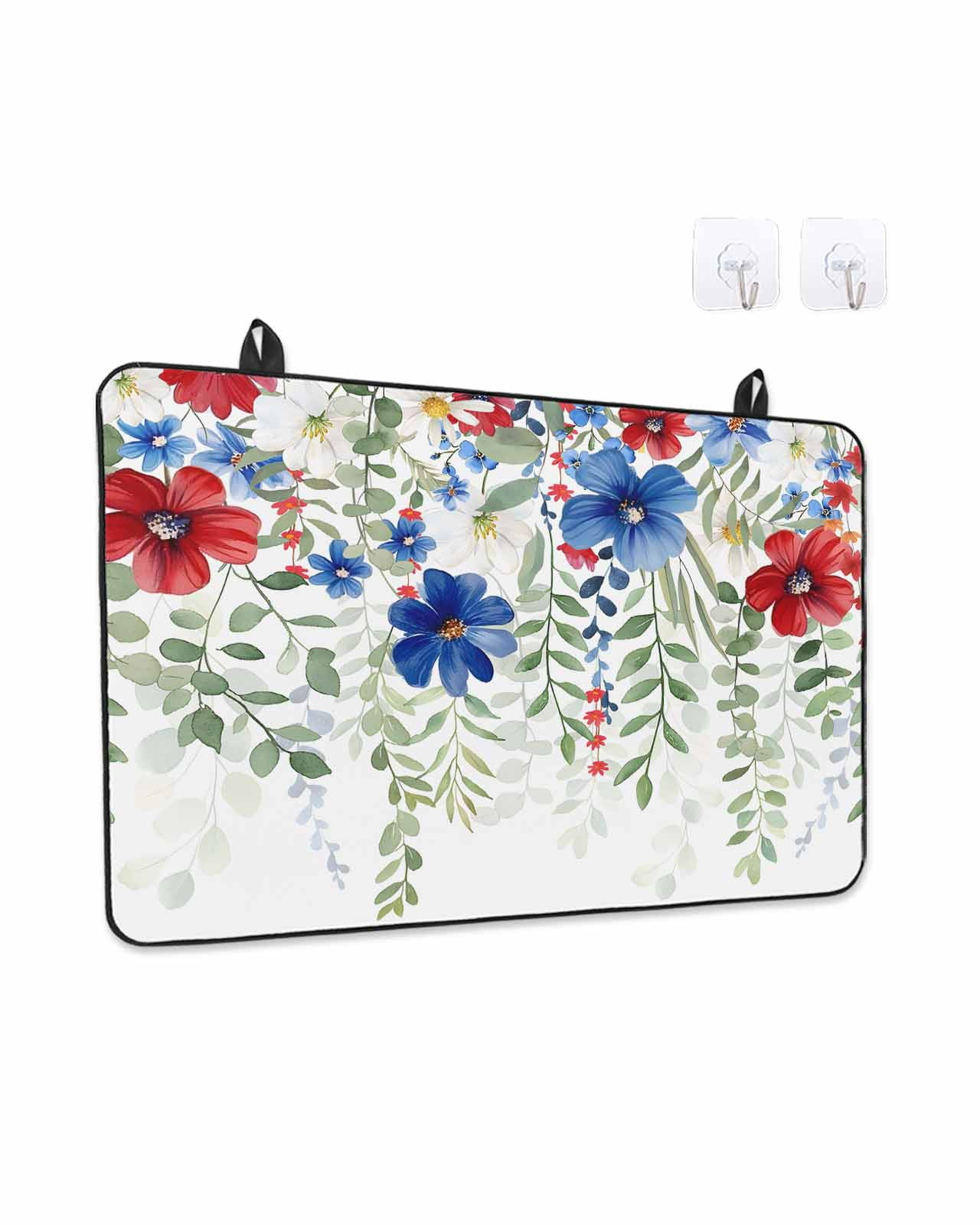 Stove Top Covers for Electric Stove 36x21 Inches, Red Blue Flowers 4th ...