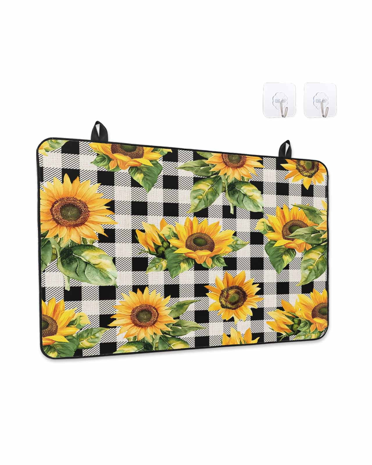 Stove Top Covers for Electric Stove 36x21 Inches, Sunflower Black Check ...