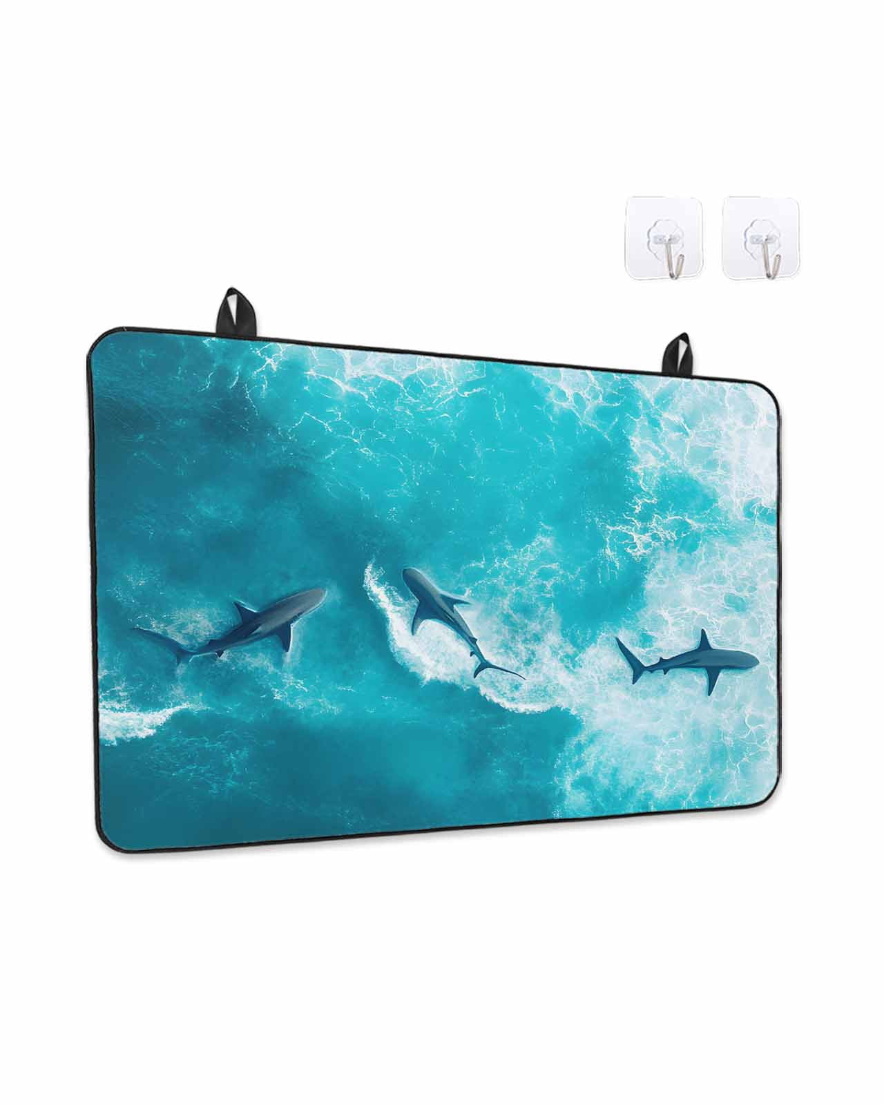 Stove Top Covers for Electric Stove 36x21 Inches, Teal Blue Ocean Shark ...