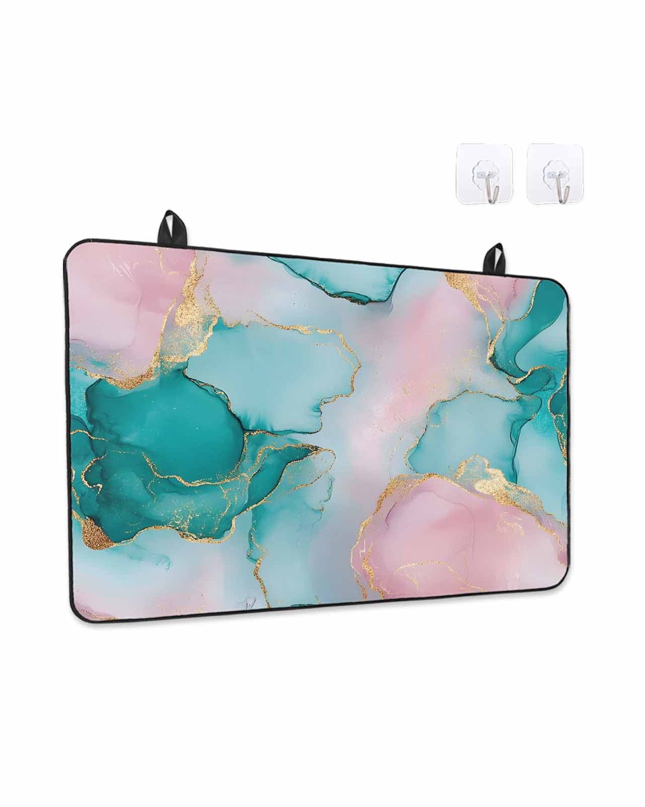Stove Top Covers for Electric Stove 36x21 Inches, Teal Pink Marble Heat ...