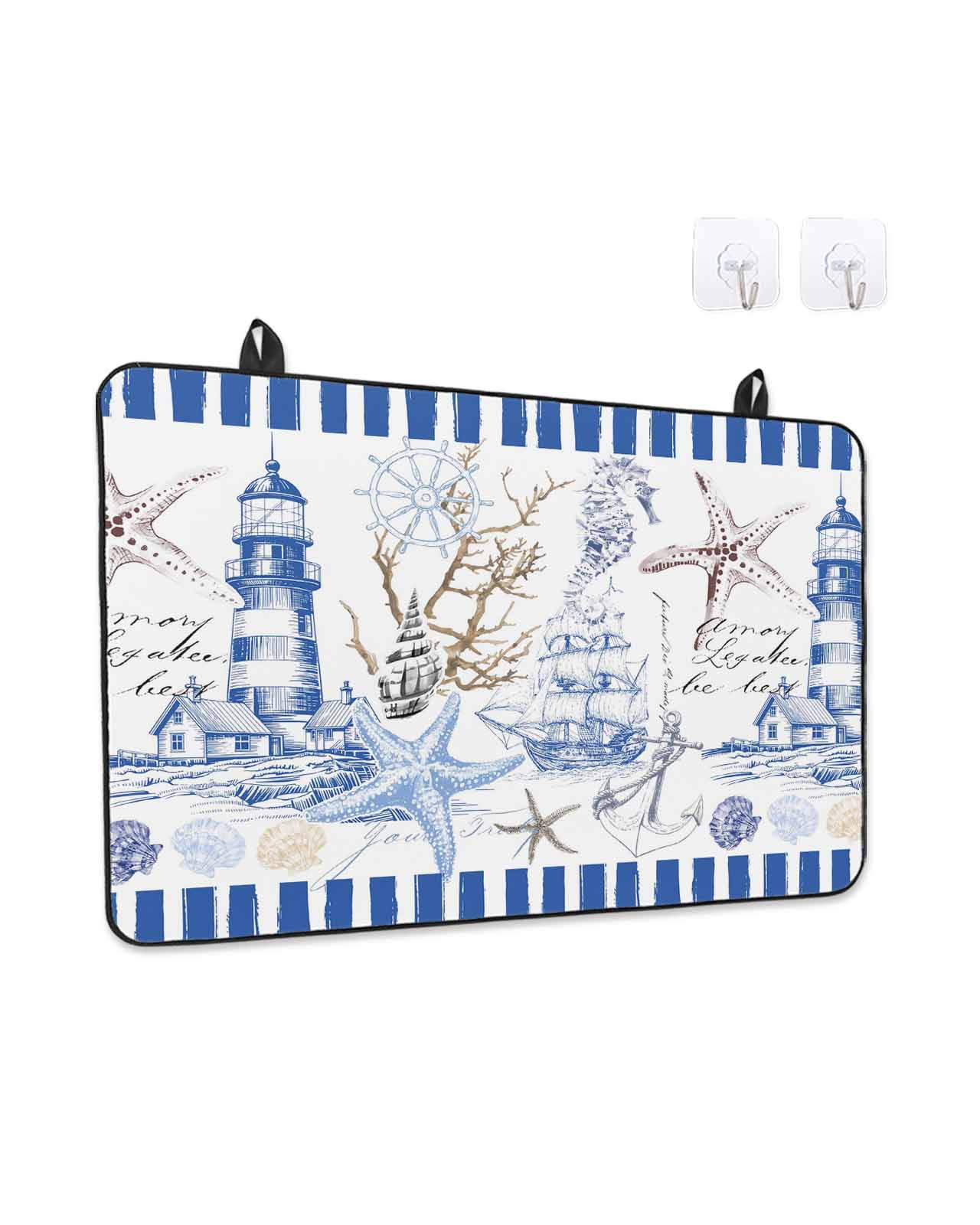 Stove Top Covers for Electric Stove, Coastal Blue Kitchen Glass Ceramic ...