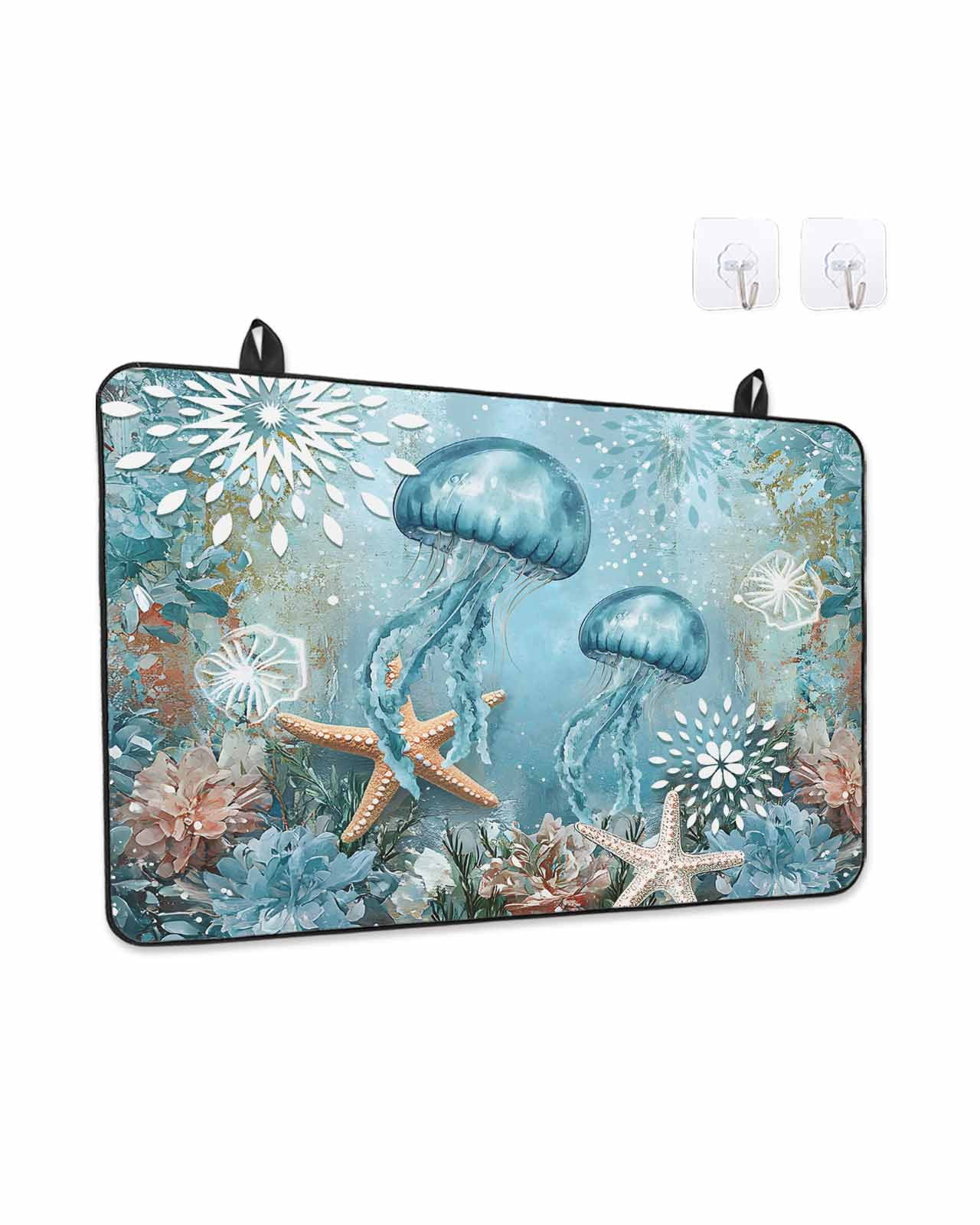 Stove Top Covers for Electric Stove, Coastal Jellyfish Kitchen Glass ...