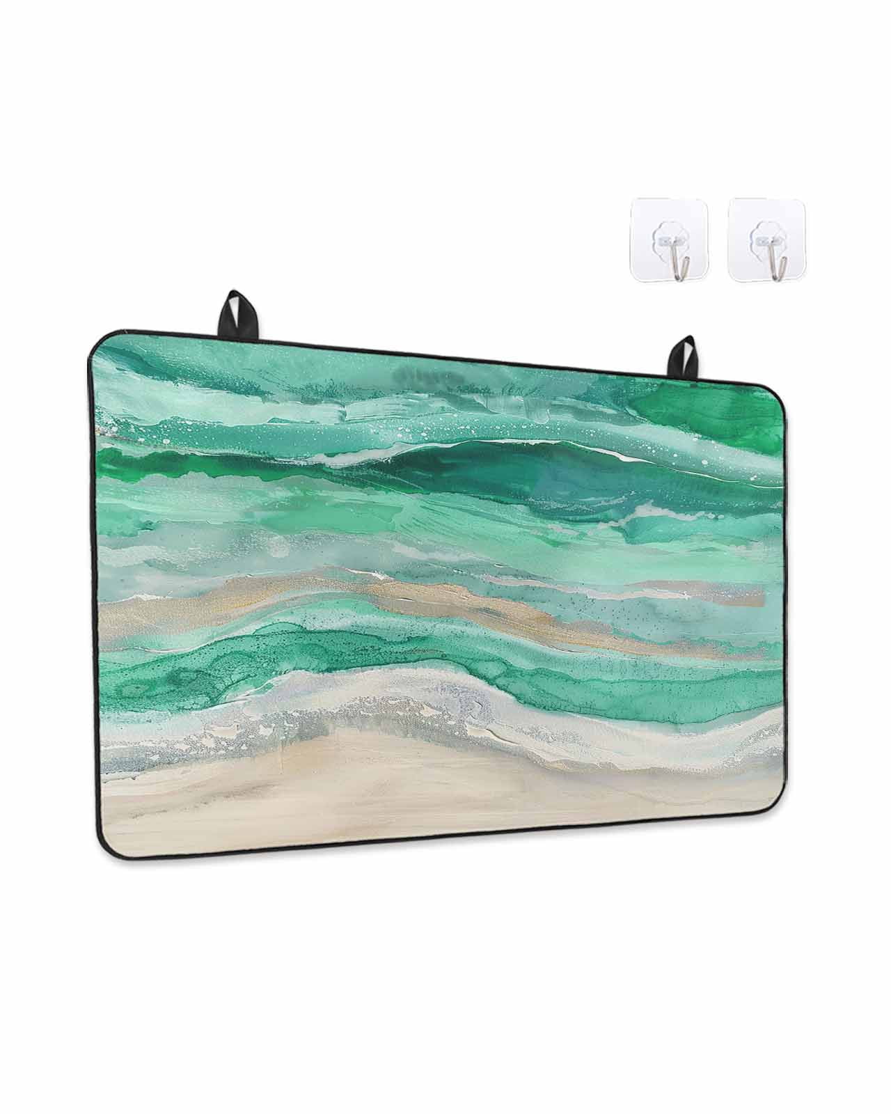 Stove Top Covers for Electric Stove, Green Coastal Kitchen Glass ...