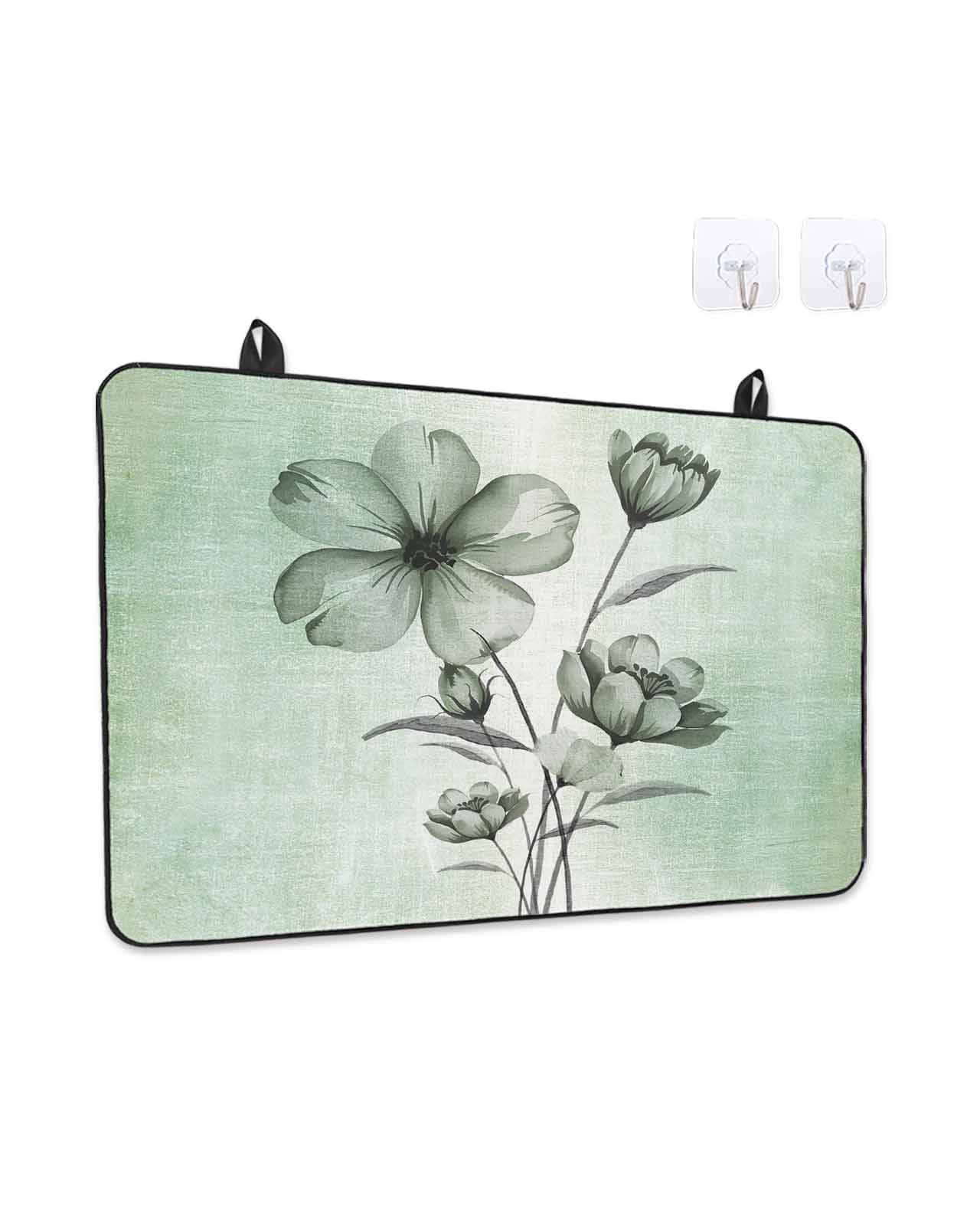 Stove Top Covers for Electric Stove, Green Floral Kitchen Glass Ceramic ...