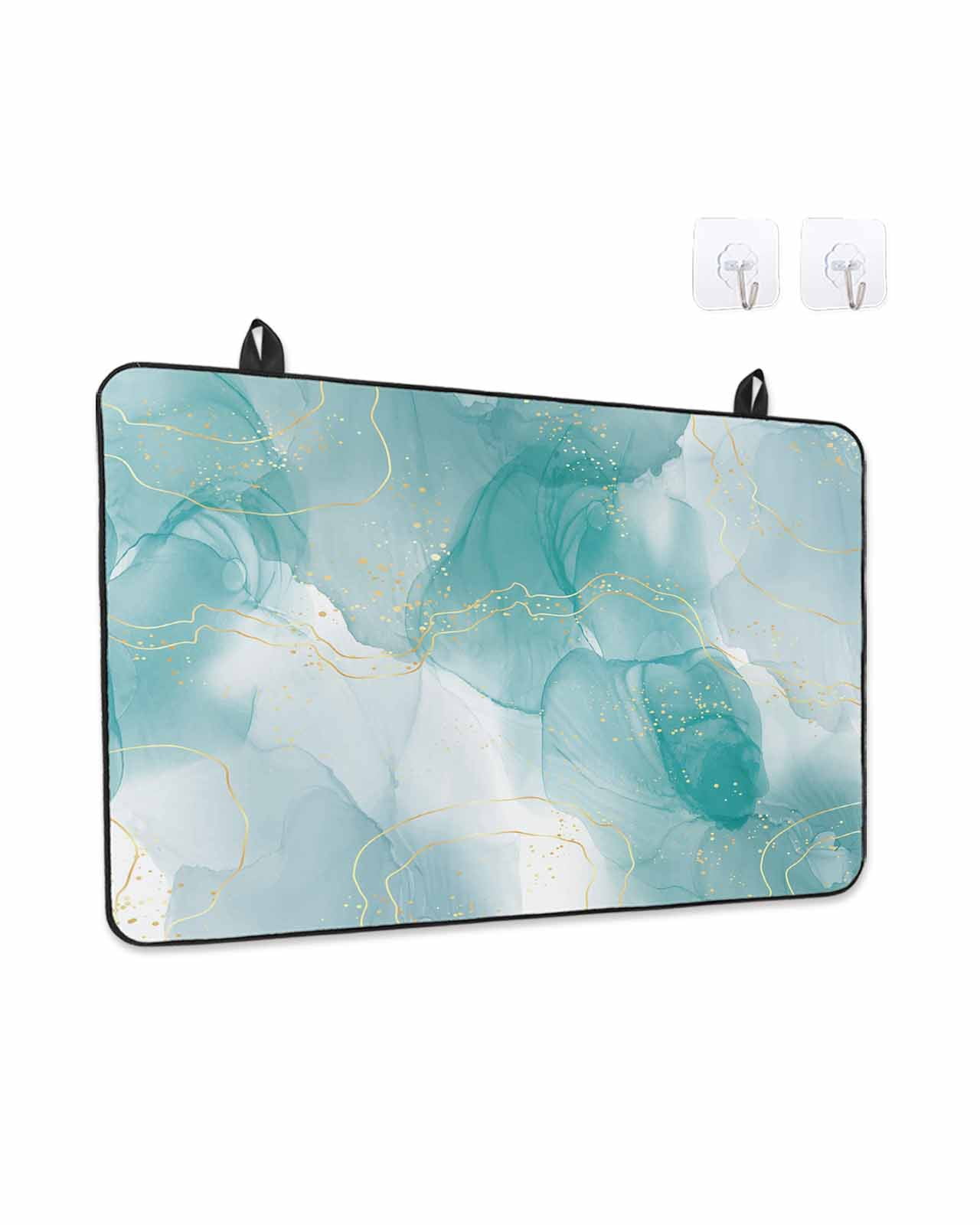 Stove Top Covers for Electric Stove, Marble Aqua Kitchen Glass Ceramic ...
