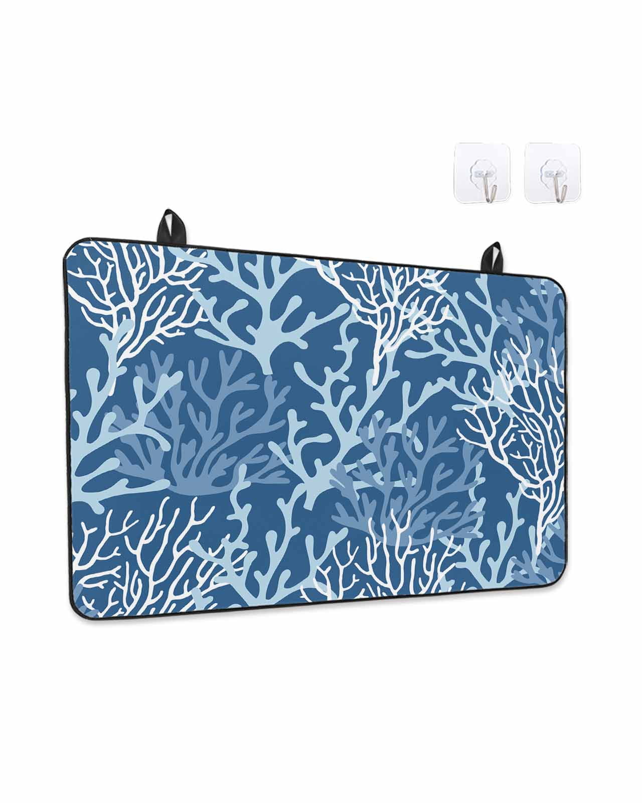 Stove Top Covers for Electric Stove, Navy Blue Coral Coastal Kitchen ...