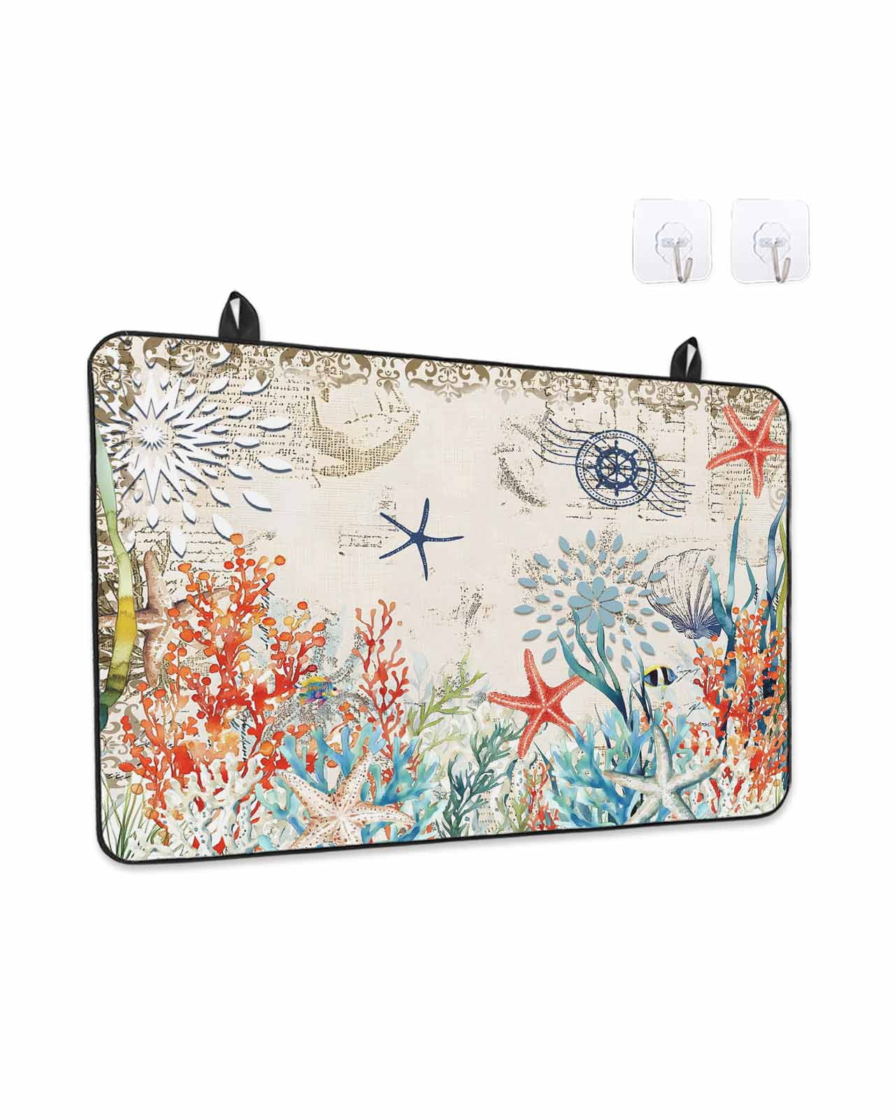 Stove Top Covers for Electric Stove, Vintage Coastal Kitchen Glass ...