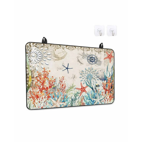 Stove Top Covers for Electric Stove, Vintage Coastal Kitchen Glass ...