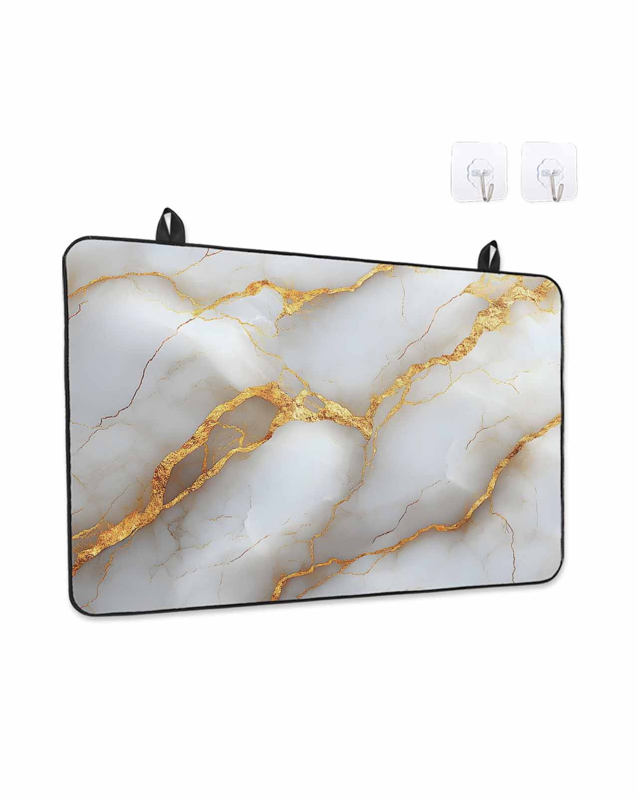 Stove Top Covers for Electric Stove, White Gray Marble Kitchen Glass ...