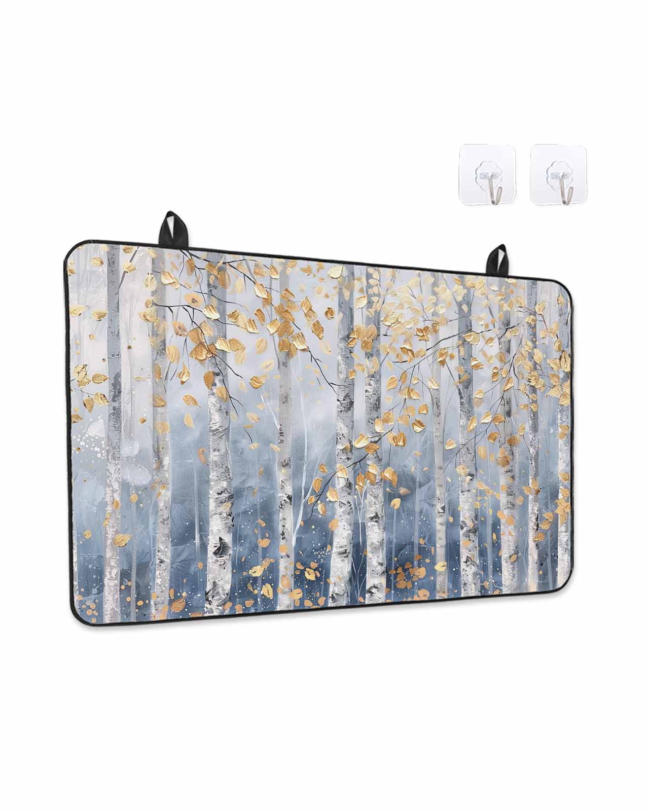 Stove Top Covers for Electric Stove, Yellow Blue Forest Kitchen Glass ...