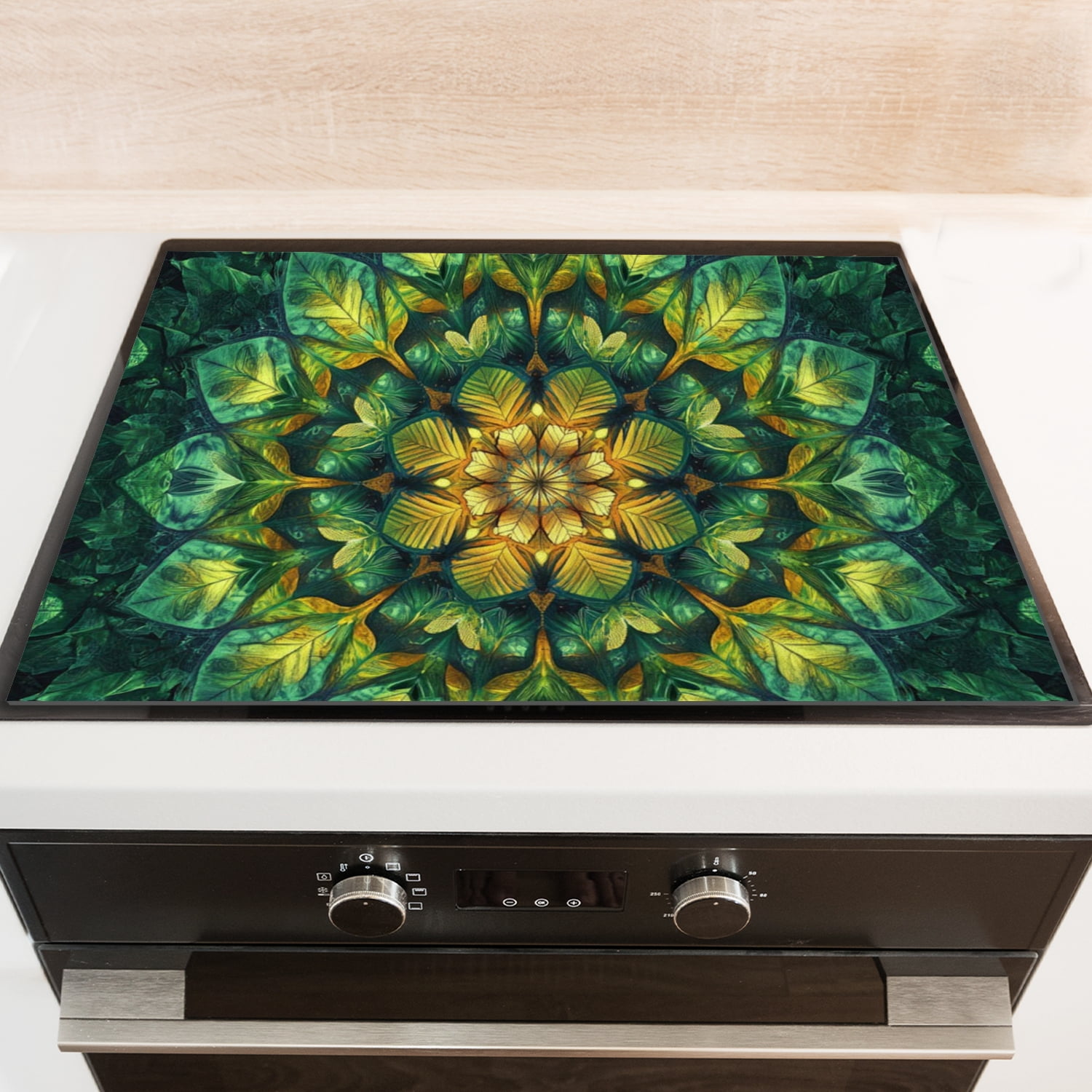 Stove Top Covers for Electric Stoves, Green Mandala with Leaves Non ...