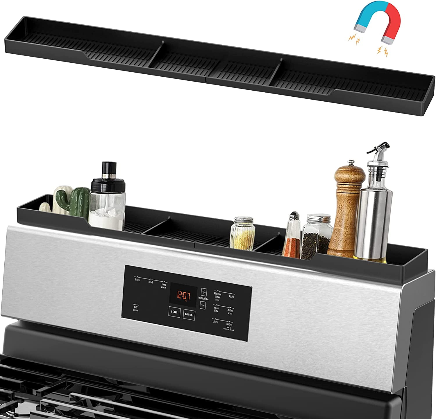 Stove Top Shelf 30 Inch - Silicone Material Magnetic Shelf for Stove ...