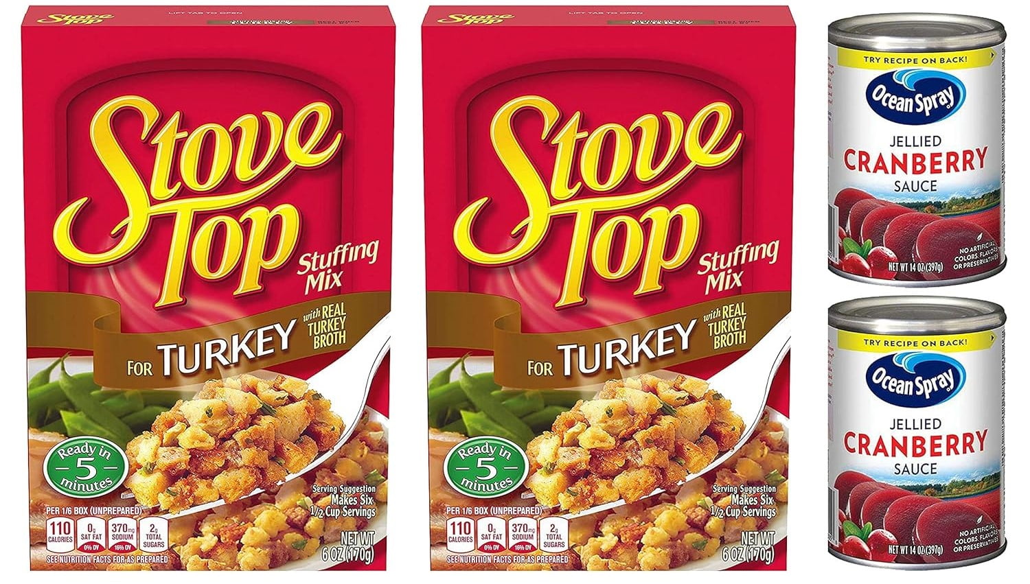 Stove Top Stuffing Mix for Turkey (6 oz. ea., 2 pk.) & Ocean Spray ...