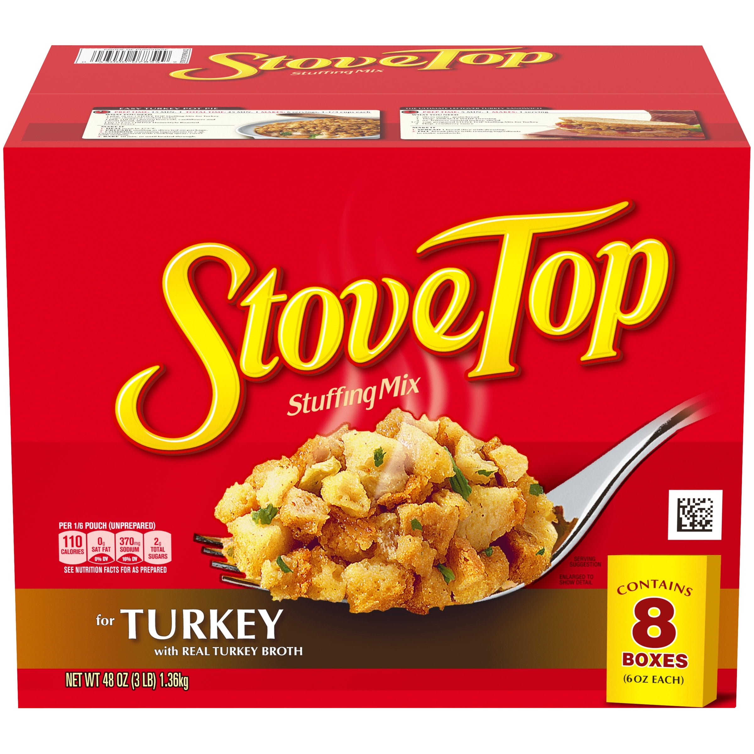 Kraft Stove Top Turkey Stuffing Mix, 8 ct Pack, 6 oz Boxes, Herbs ...