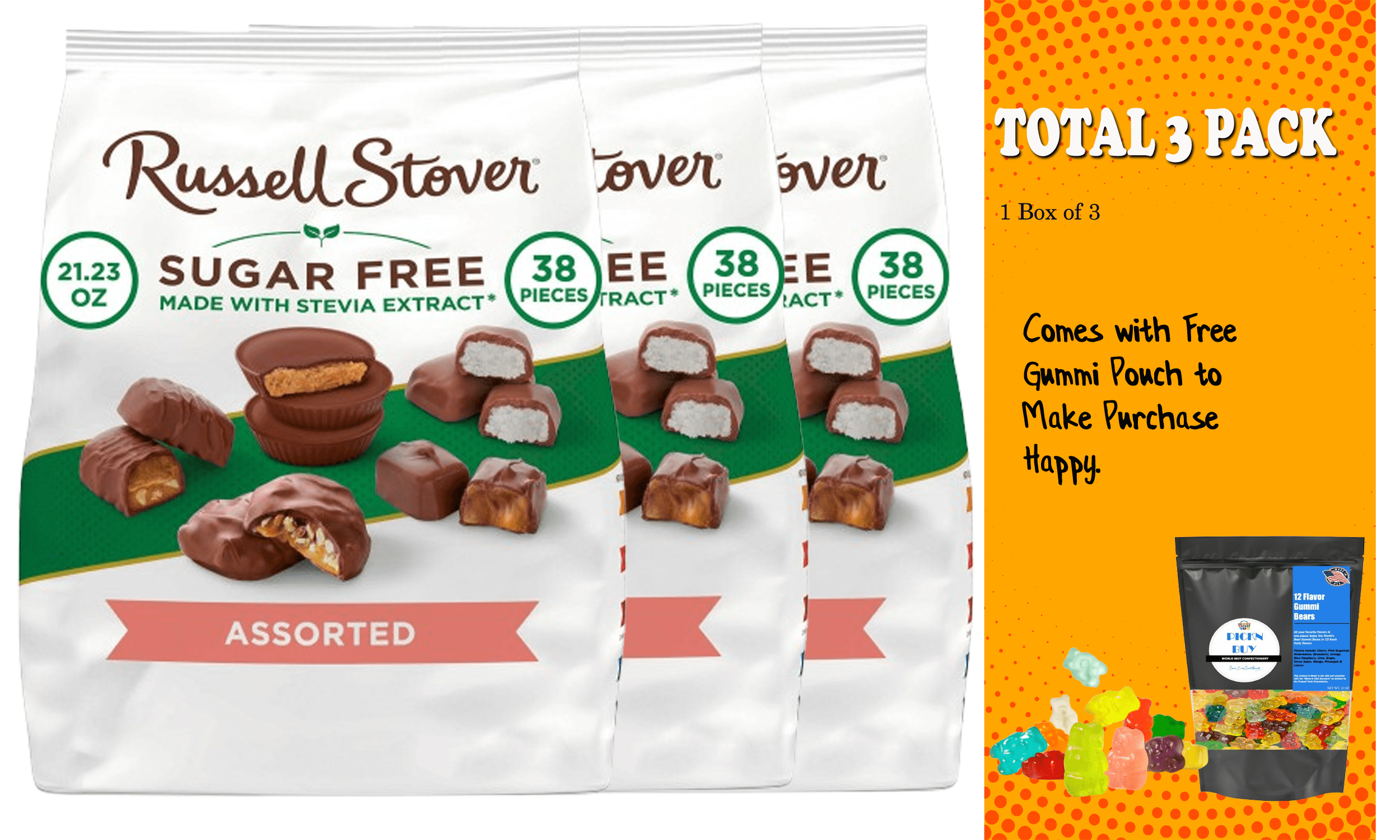 Stover Sugar-Free Assorted Chocolates by Russell, 38 pcs. 3PK, Free ...