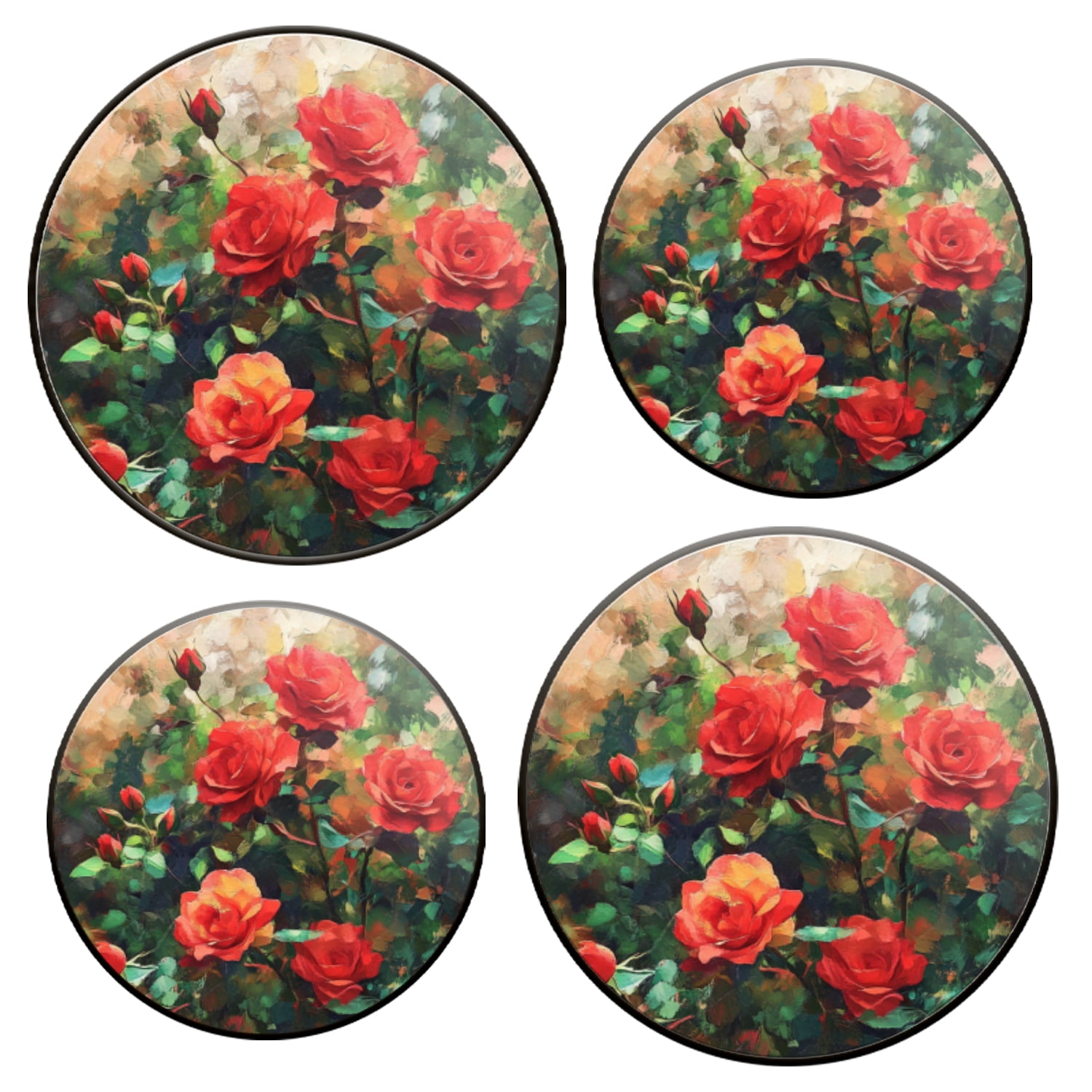Stovetop Covers for Gas Stove Set of 4 for Range Accessories, Radiant Red Rose Array Gas Stove ...