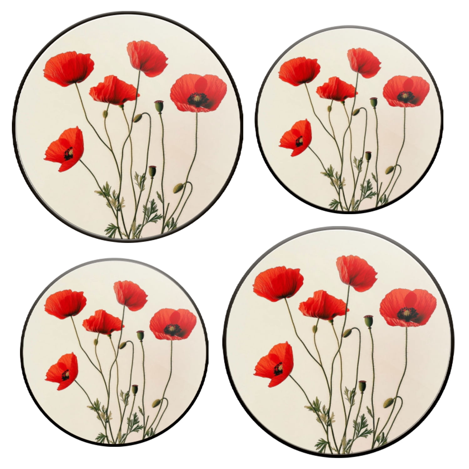 Stovetop Covers for Gas Stove Set of 4 for Range Accessories, Red Poppy ...