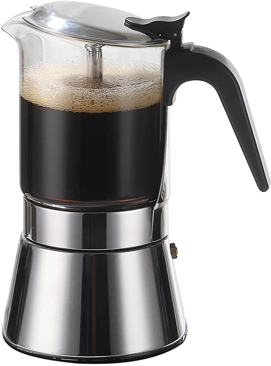 Stovetop Espresso Maker, Crystal Glass-top & Stainless Steel Espresso ...