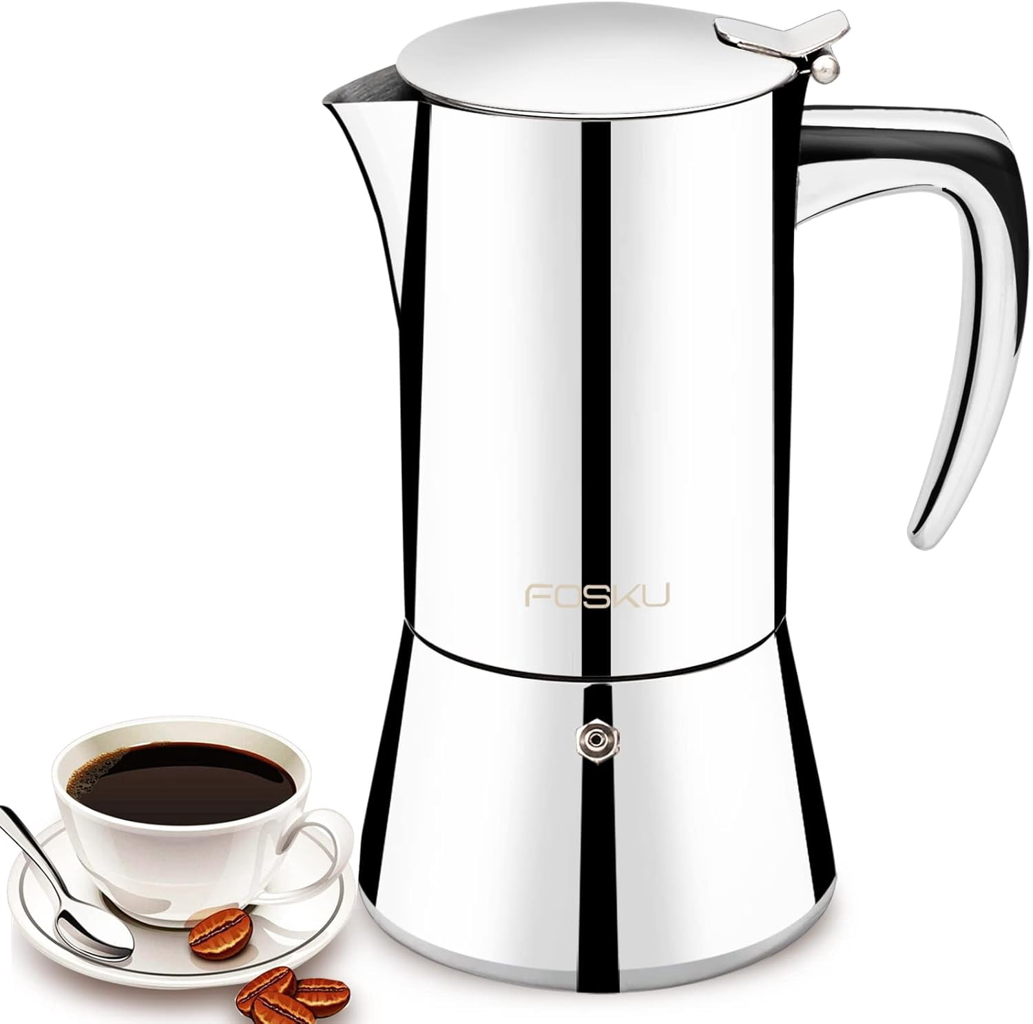 Stovetop Espresso Maker, Stainless Steel Italian Style Moka Pot, Coffee ...