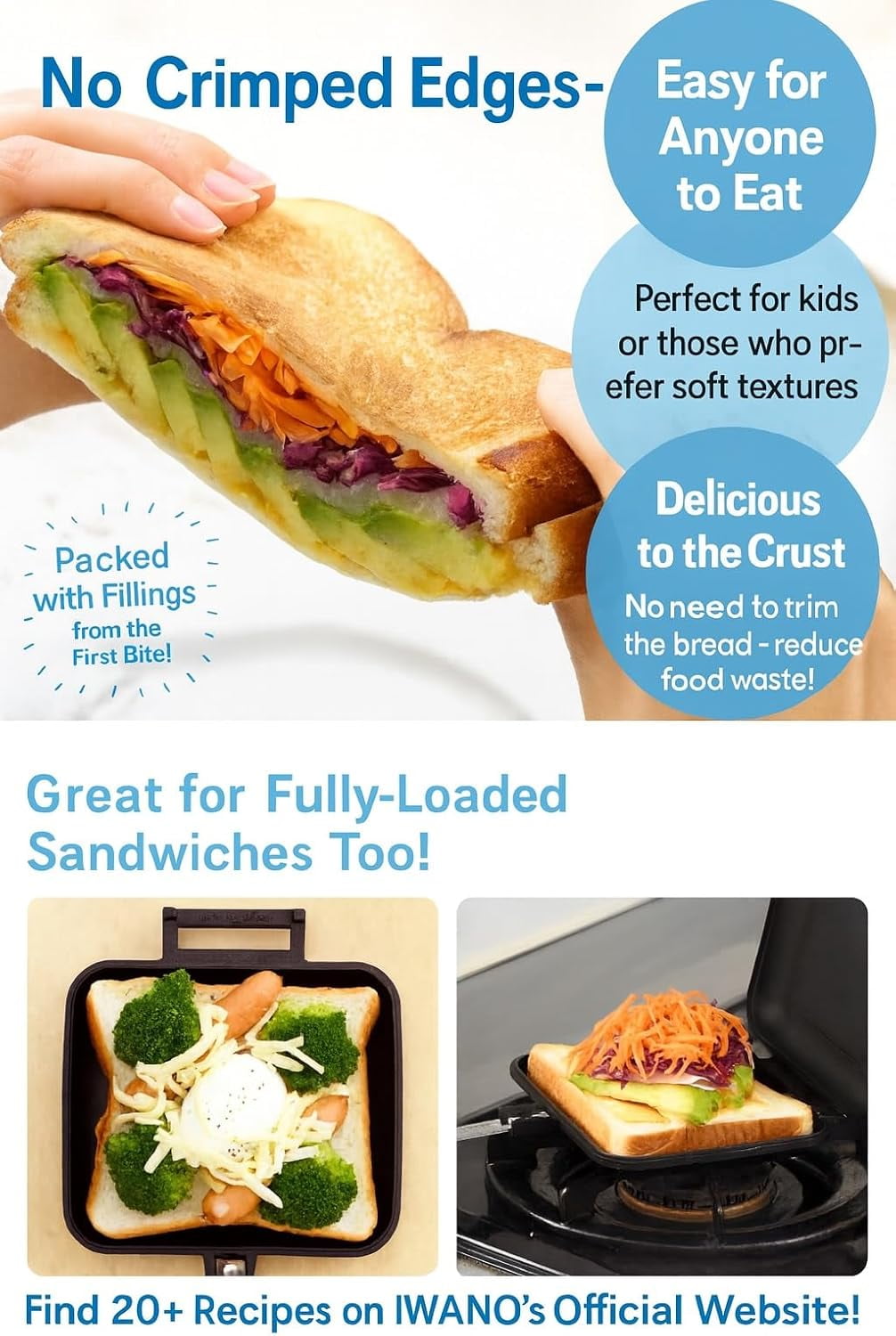 Stovetop & Hot Sandwich Maker for Gas Stove, Non-Stick Detachable Pans ...