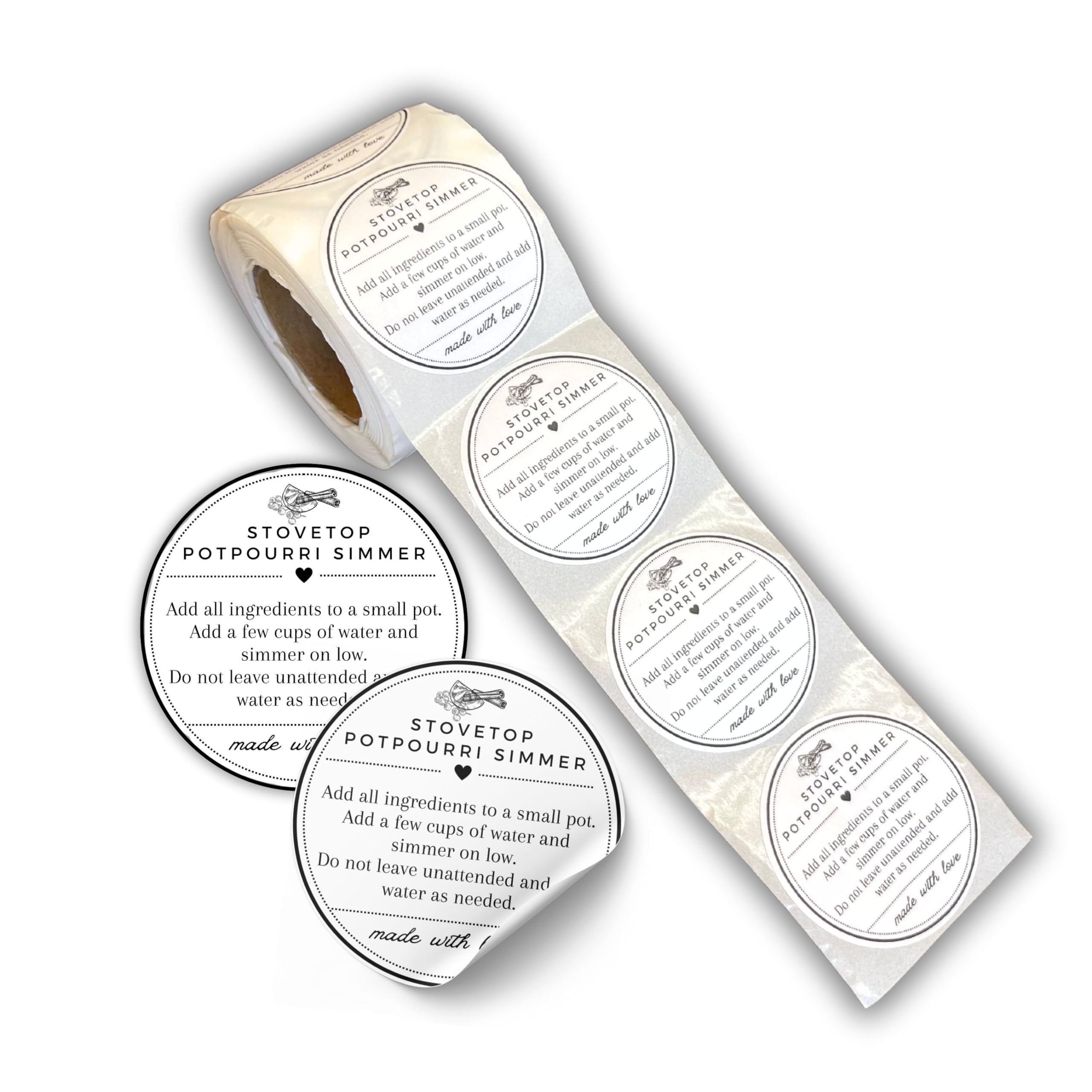 Stovetop Potpourri Instruction Label 250 pc Roll 2 Circle Label for ...