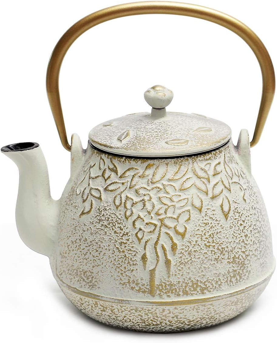Stovetop Safe Cast Iron Tea Kettle, Japanese Teapot with Infuser and ...
