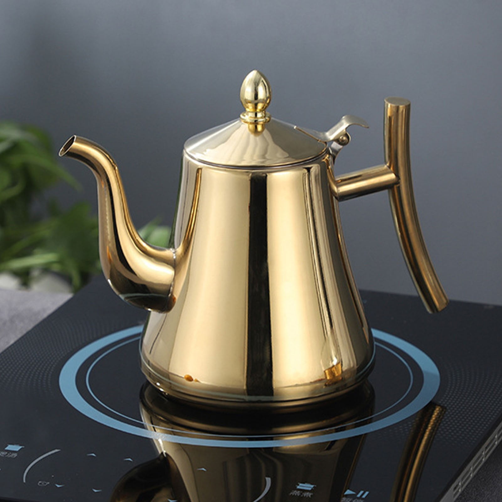 Stovetop Tea Kettle, Gold Stainless Steel Teapot with Built-in Strainer ...