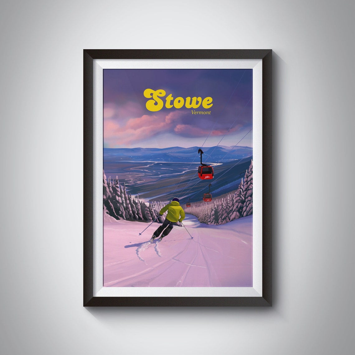 Stowe Mountain Resort Poster, Vermont Usa, New England, Mount Mansfield ...